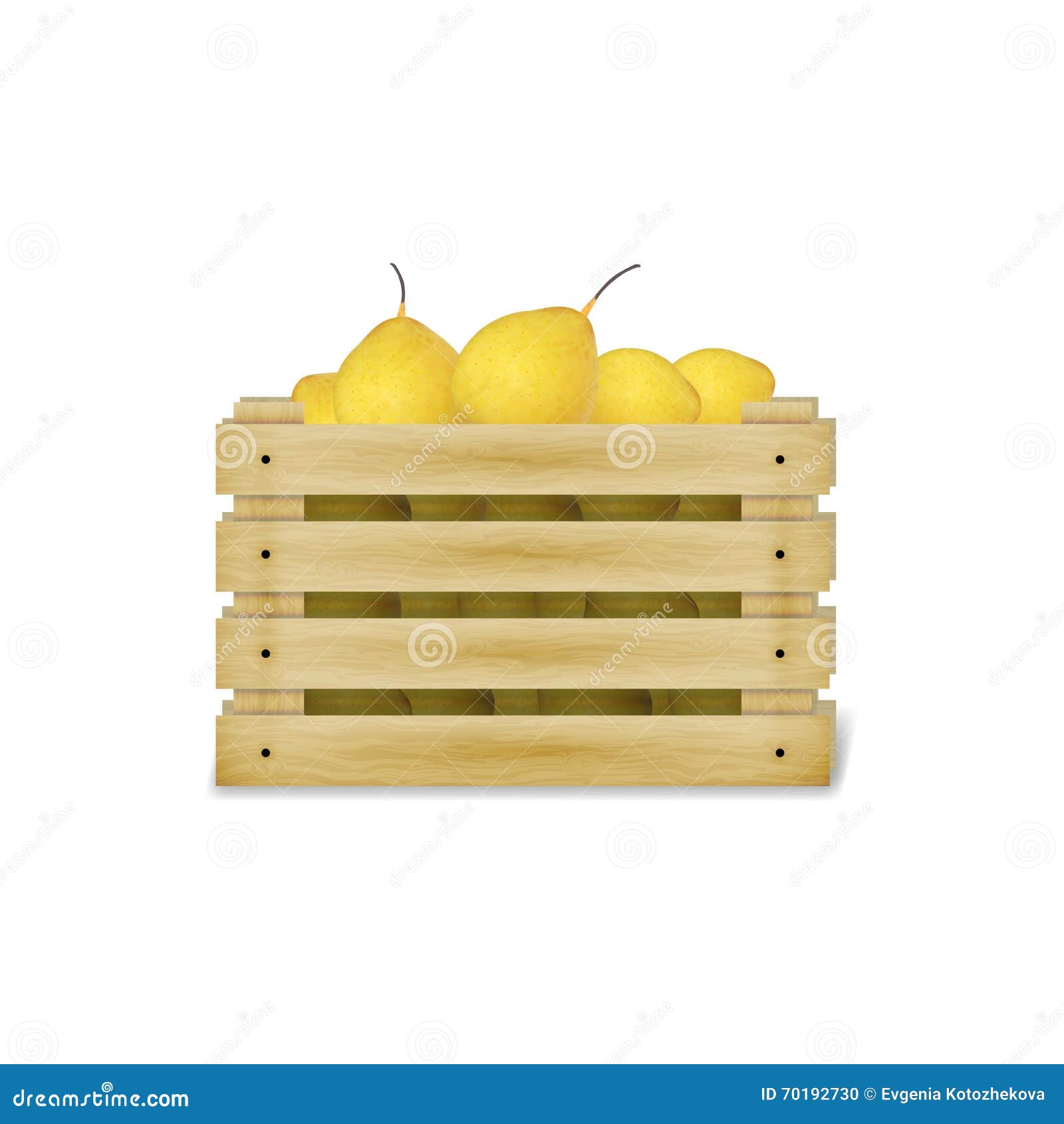 Vector Illustration of a Wooden Box with Yellow Pears Stock Vector ...