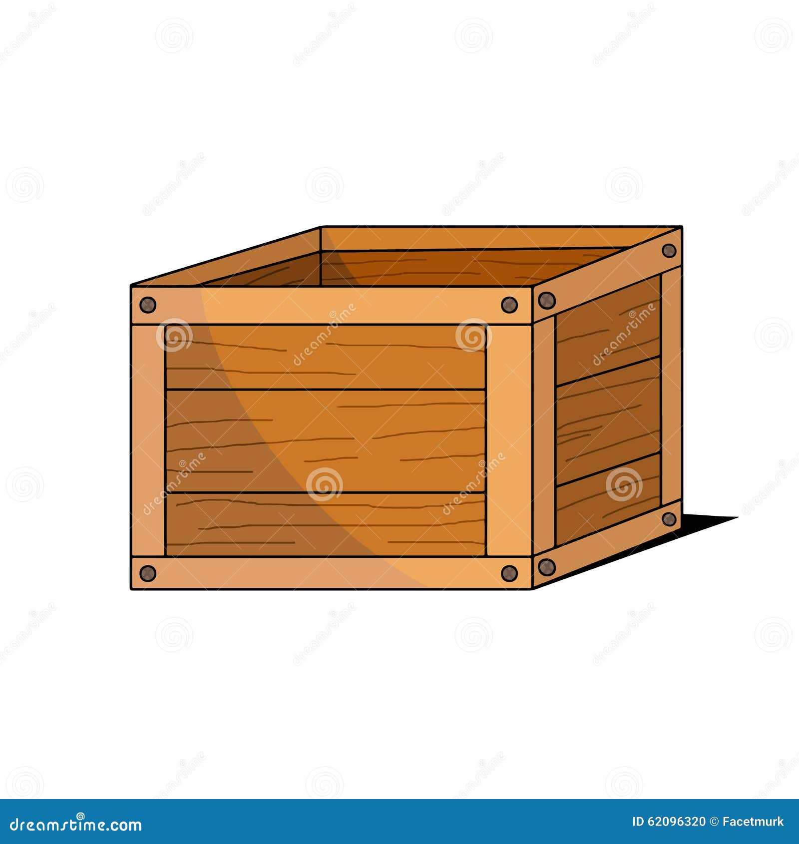 Vector Illustration of Wooden Cartoon Box Stock Vector - Illustration ...