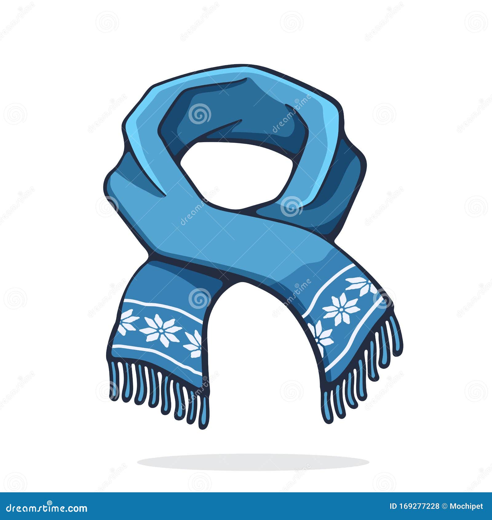 Vector Illustration. Wool Winter Scarf with Snowflake Pattern ...