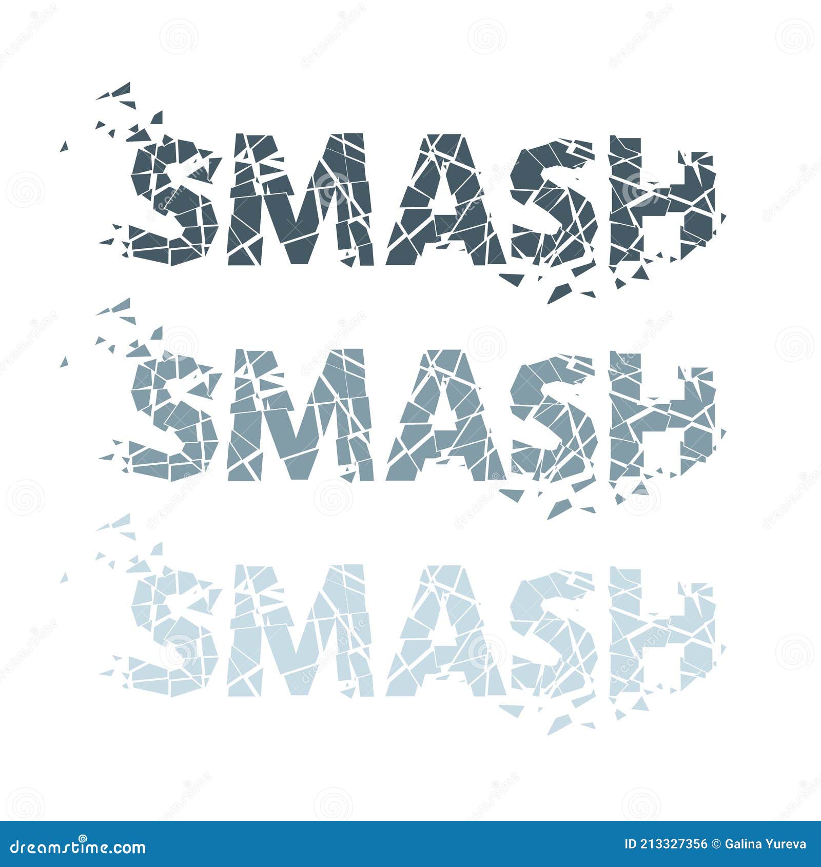 Vector Illustration of the Word Smash, Broken into Fragments Stock ...