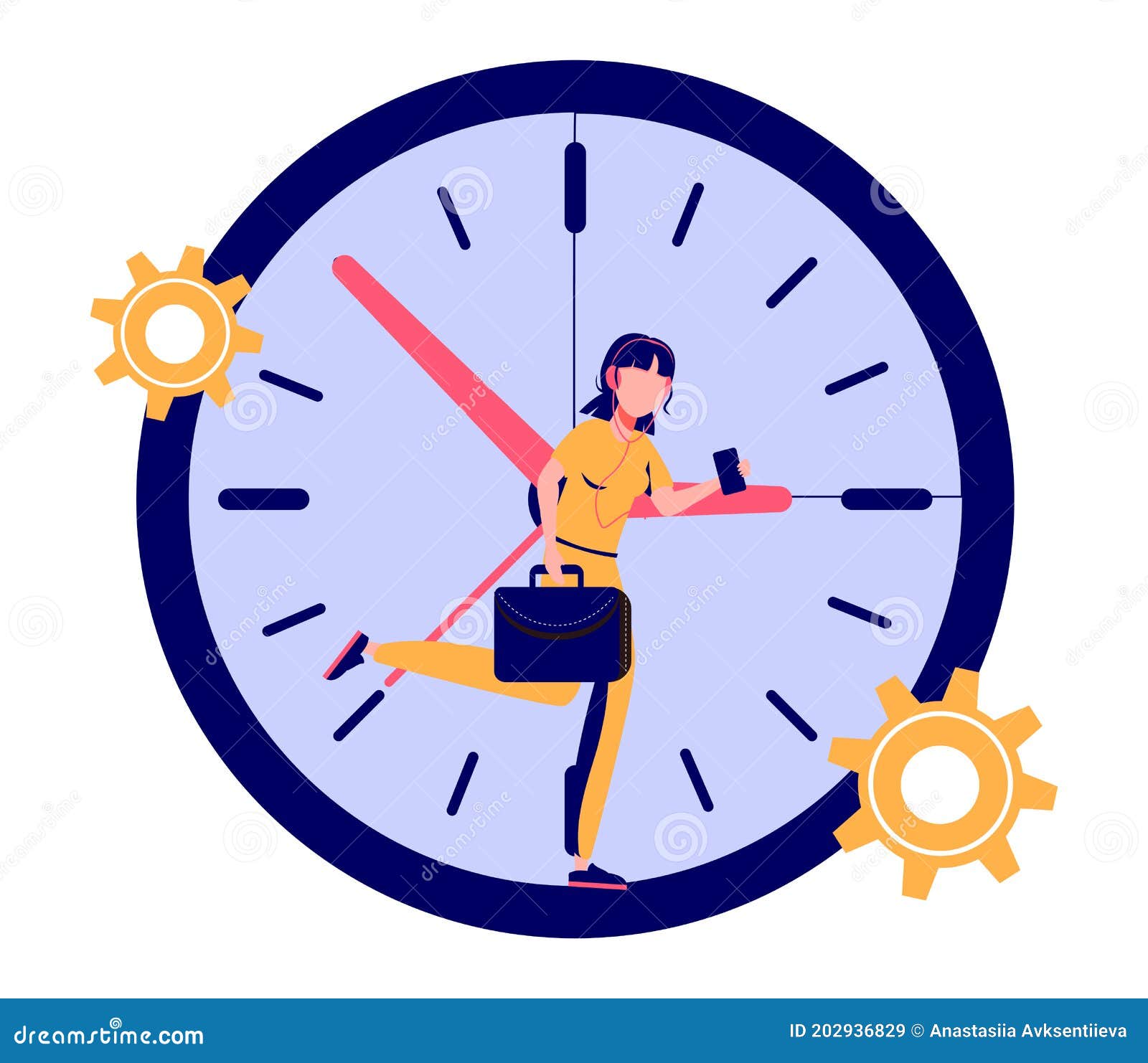 Vector Illustration, Work Time Management Concept, Quick Response ...