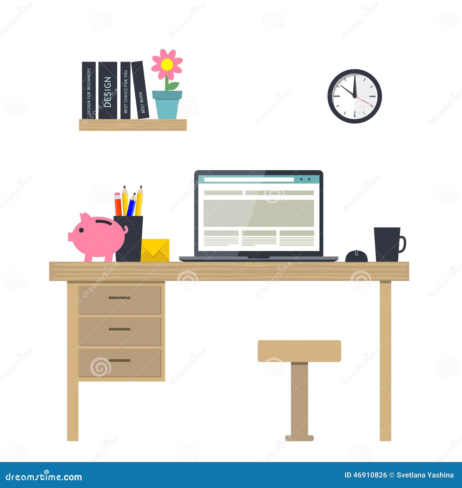 Vector Illustration of Workplace Stock Vector - Illustration of place ...