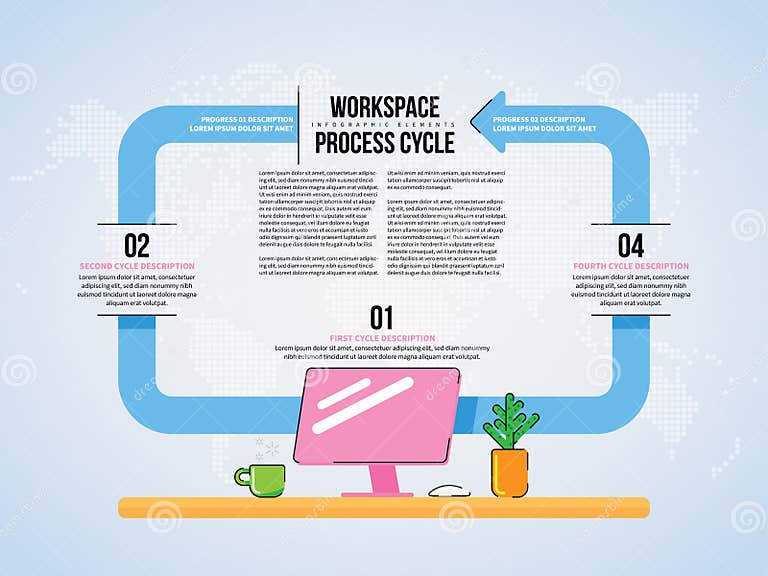 Workspace Process Cycle Infographic Stock Vector - Illustration of ...
