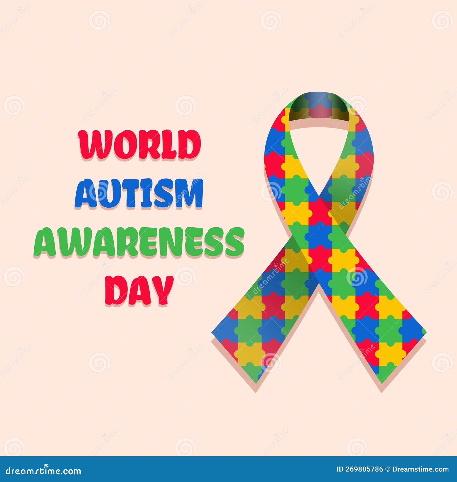 World Autism Awareness Day. Vector Illustration. Ribbon. Stock Vector ...