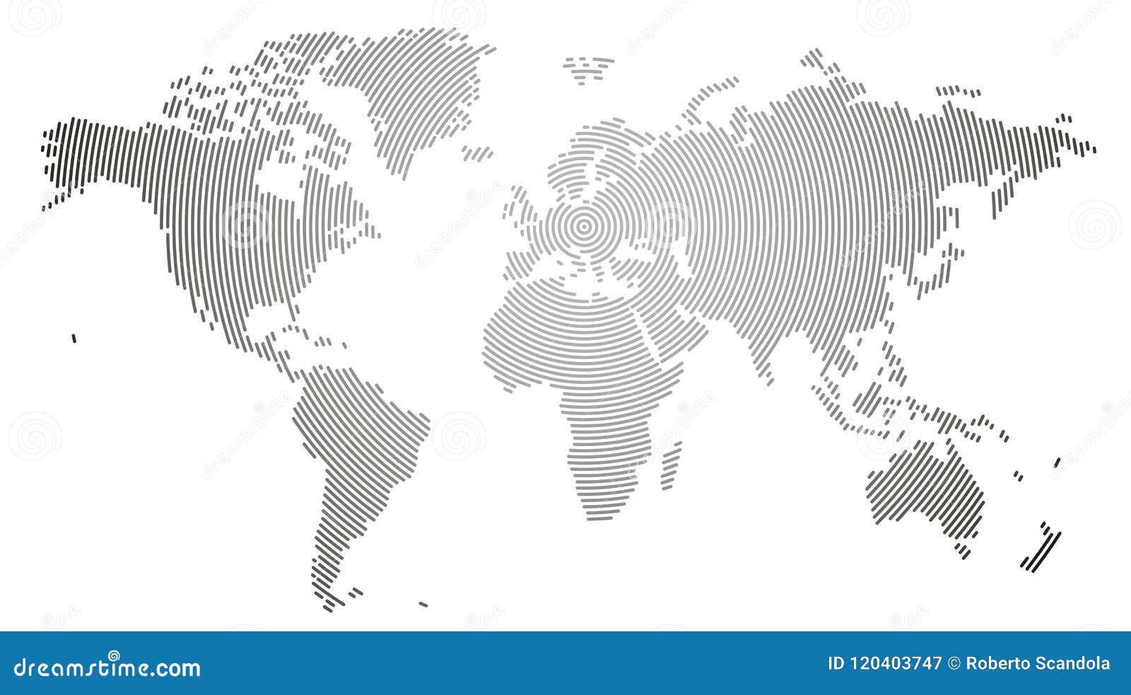 Line Circles Radial Texture Vector World Map Stock Vector ...