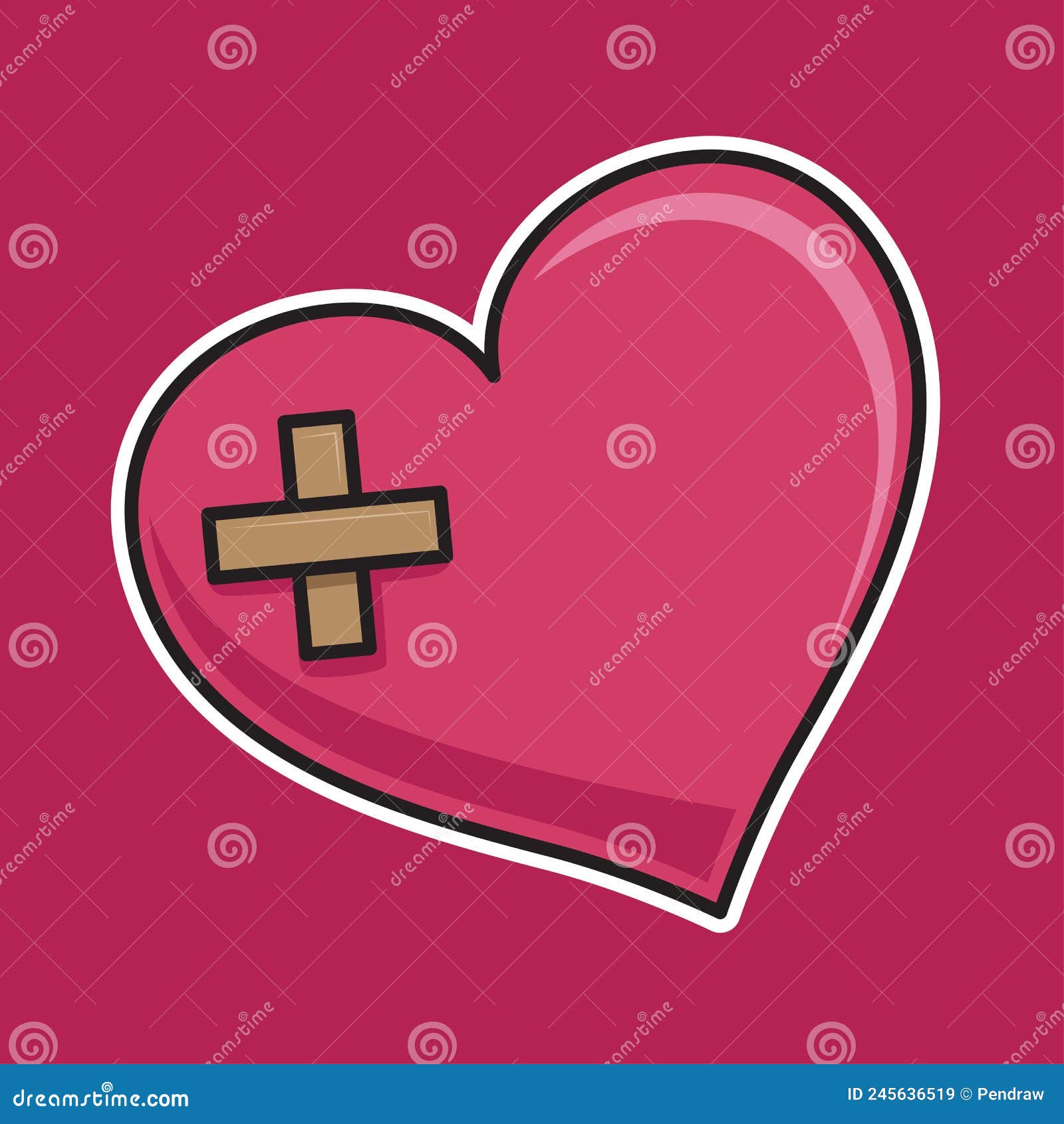 Wounded heart sticker stock vector. Illustration of hospital - 245636519