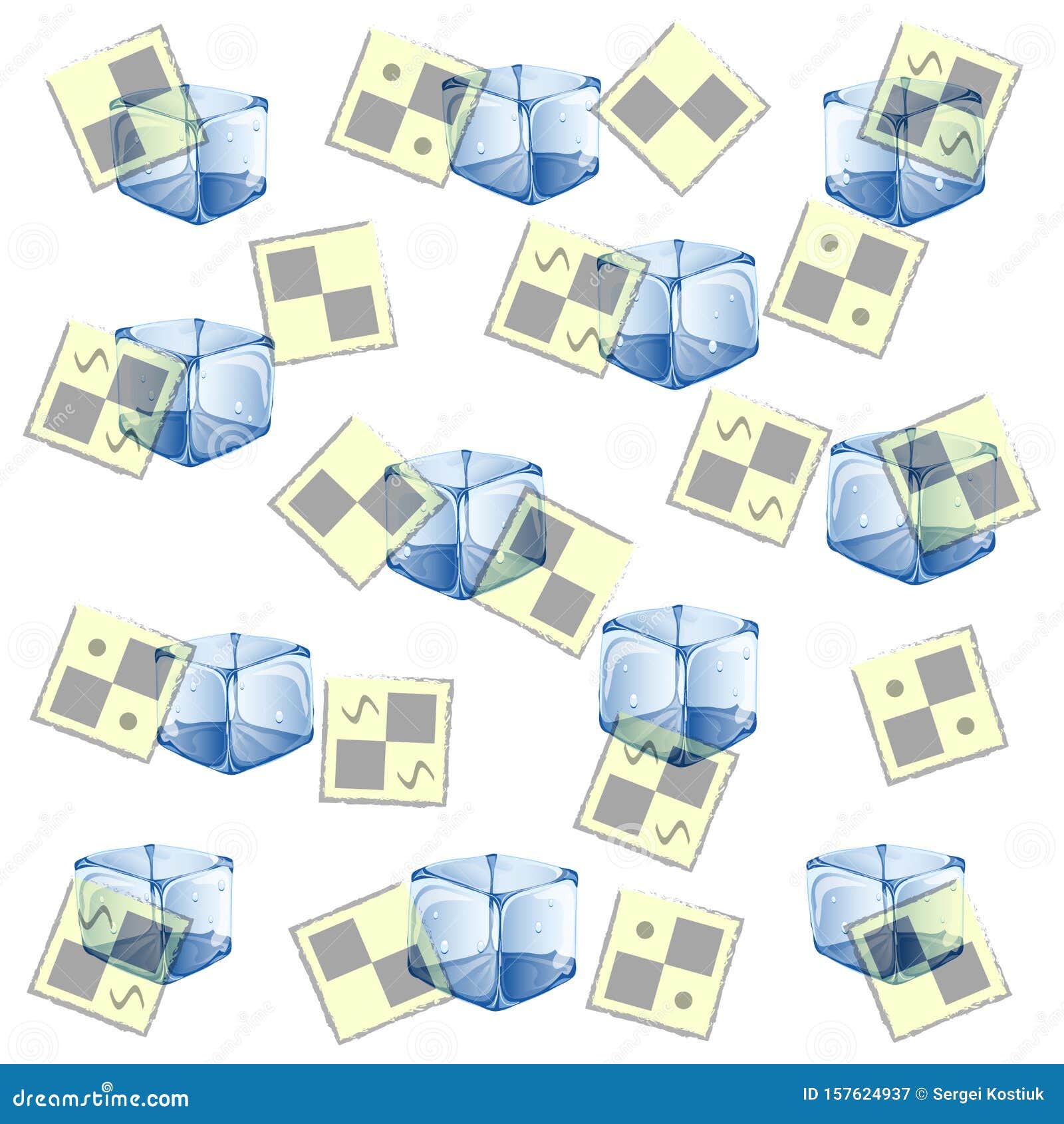 Vector Illustration for Wrapping Paper with Realistic Ice Cubes. Stock ...