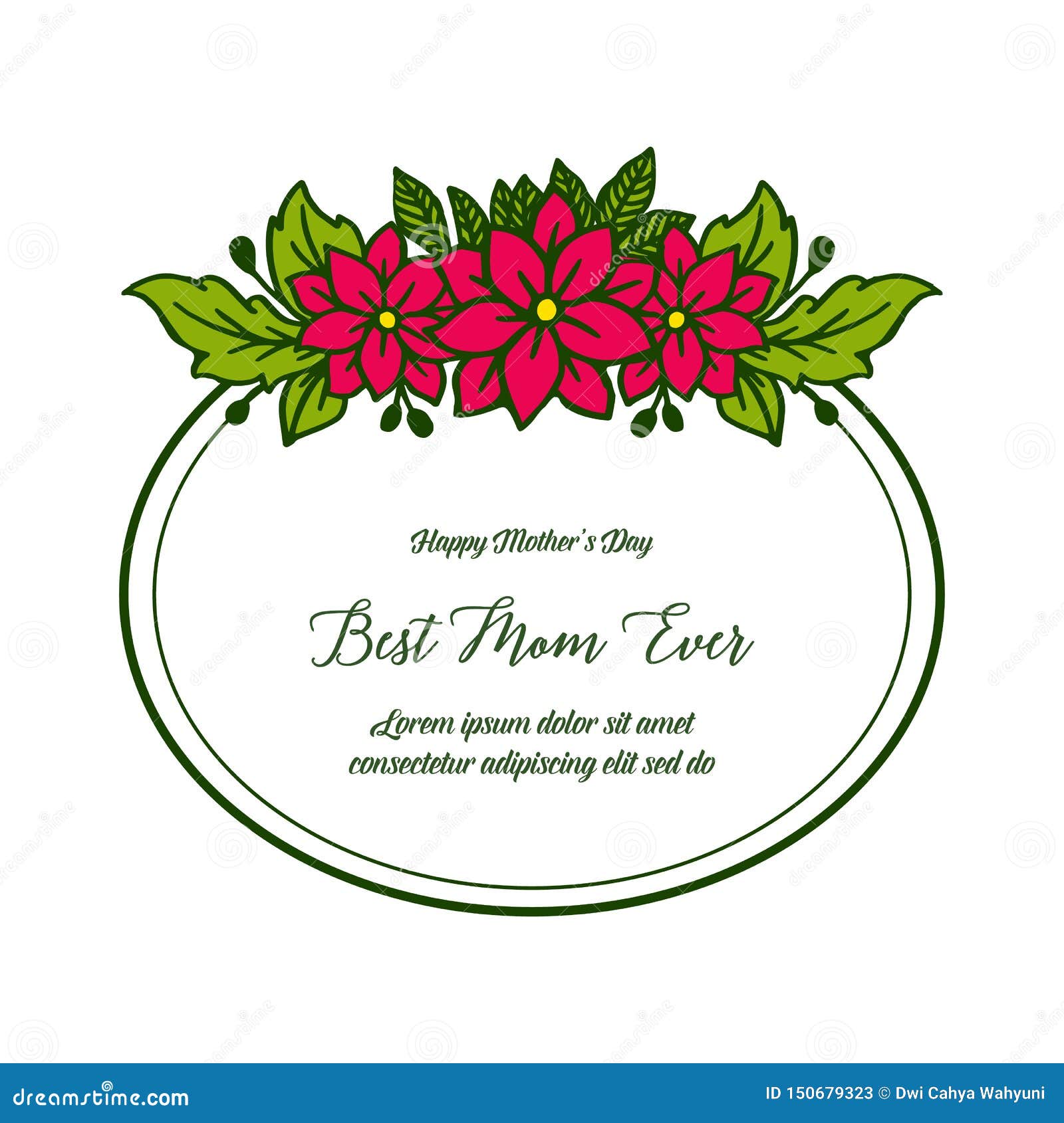 Vector Illustration Writing Best Mom with Bright Red Flower Frames ...