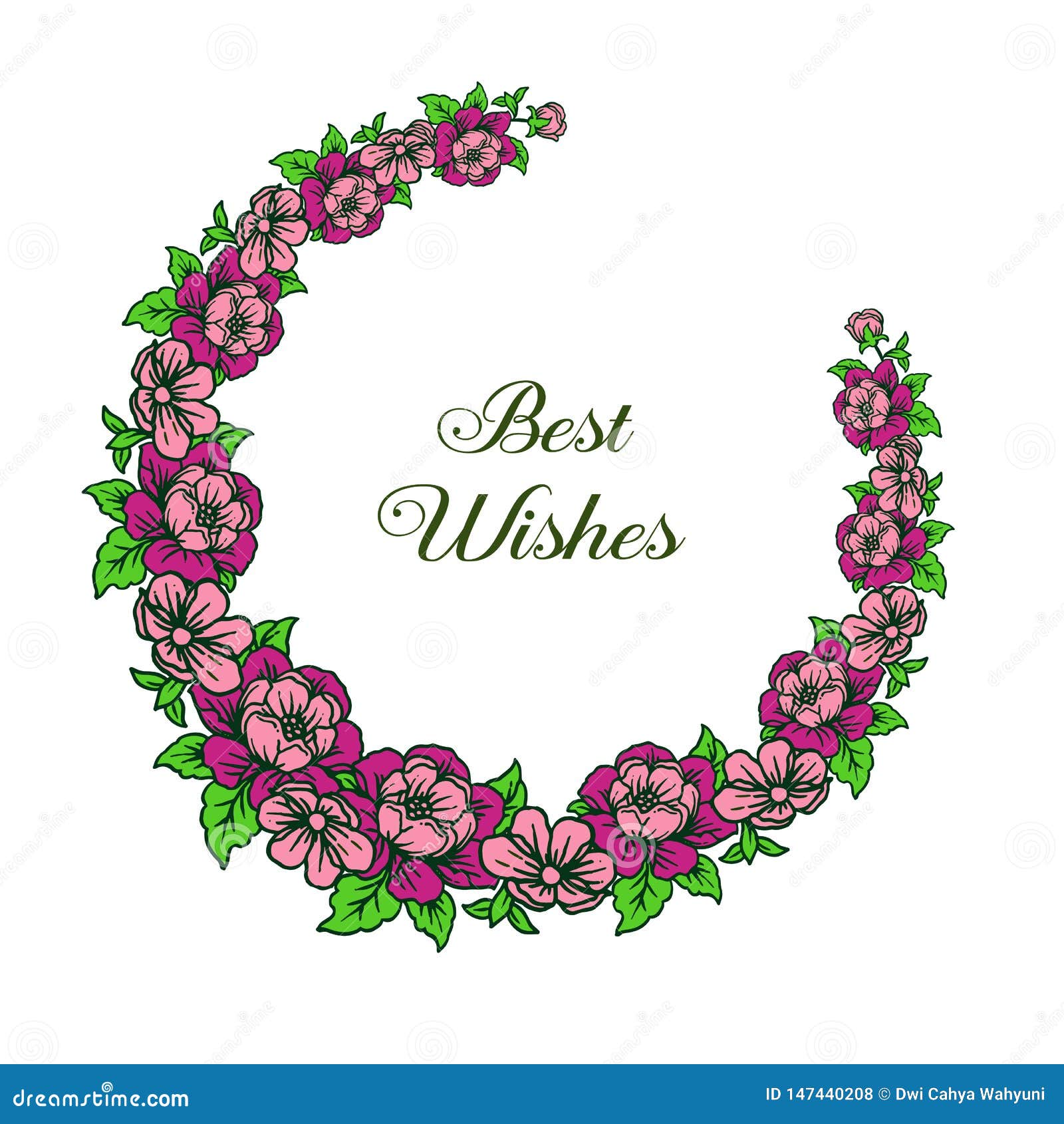 Vector Illustration Writing Best Wishes for Texture of Wreath Frames ...