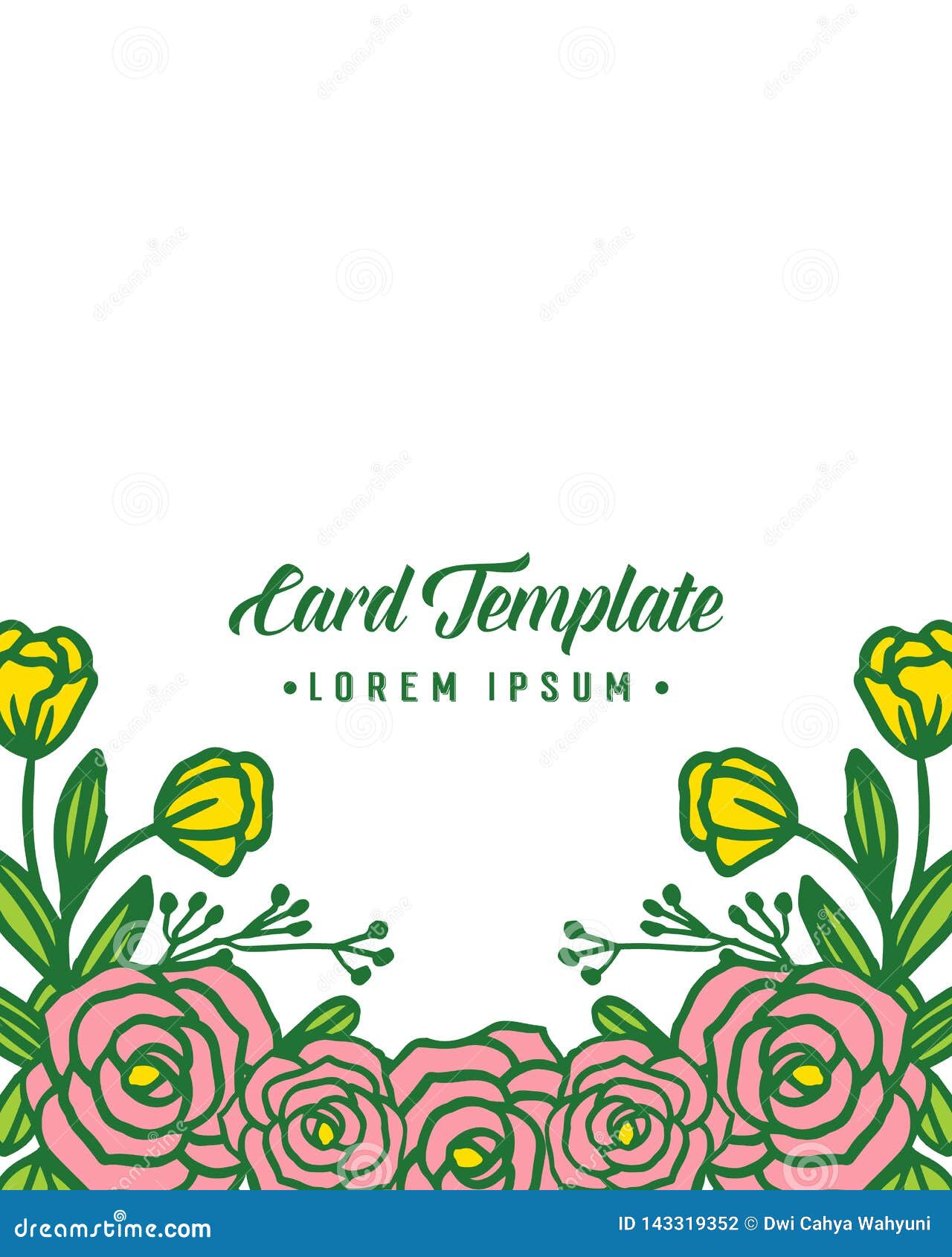 Vector Illustration Writing of Card Template with Various Style Leaf ...