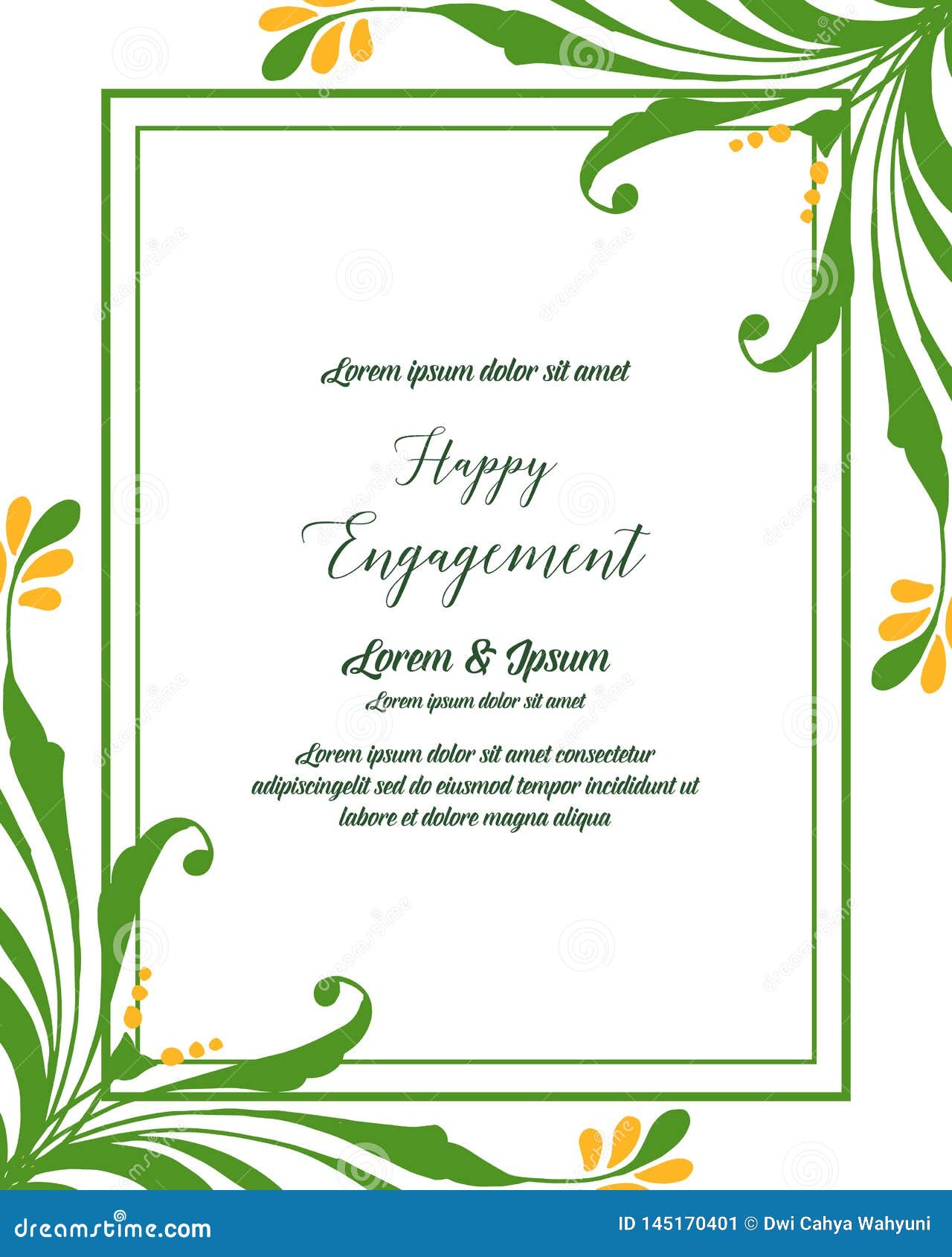 Vector Illustration Writing Happy Engagement for Decoration of Wreath ...