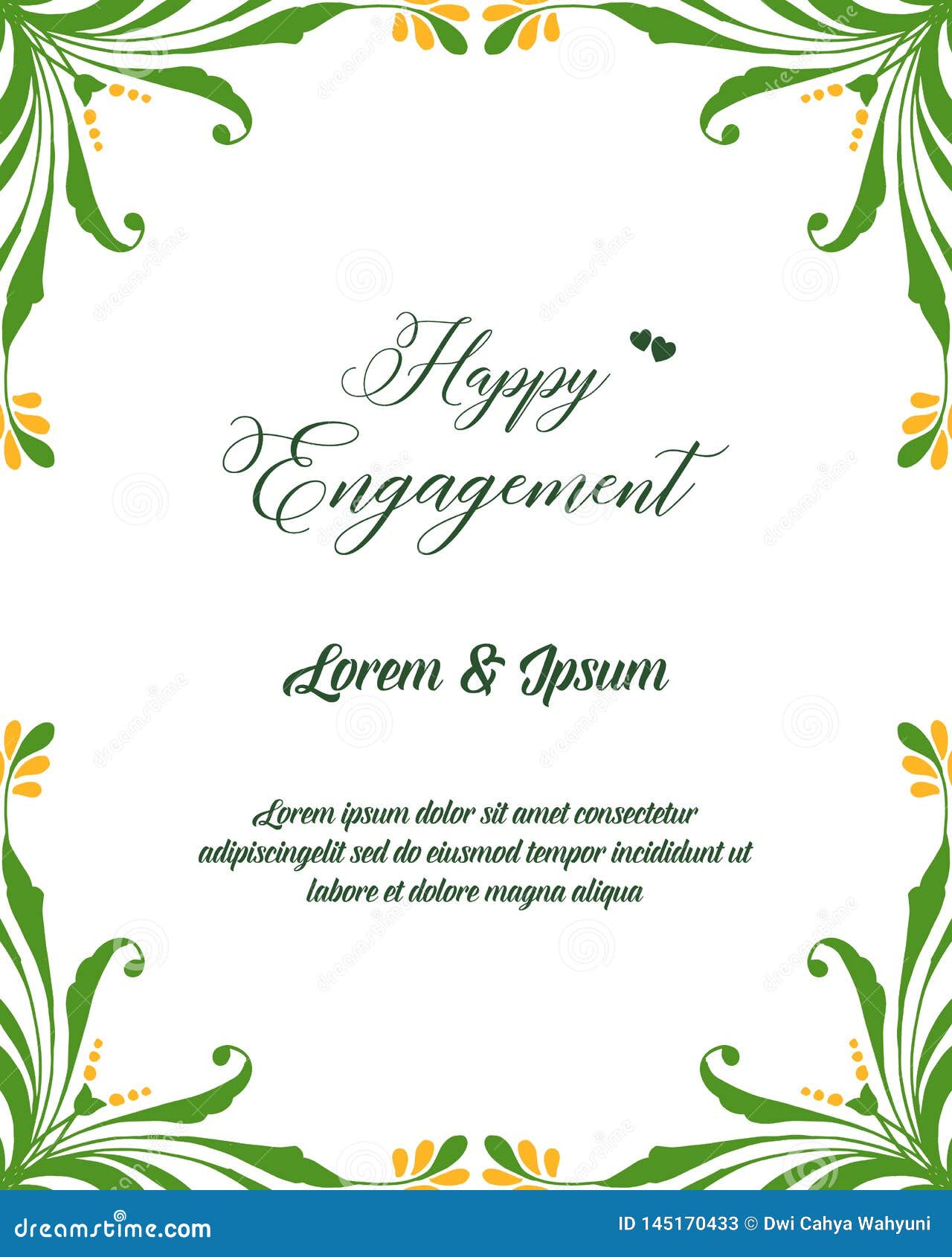 Vector Illustration Writing Happy Engagement for Decoration of Wreath ...