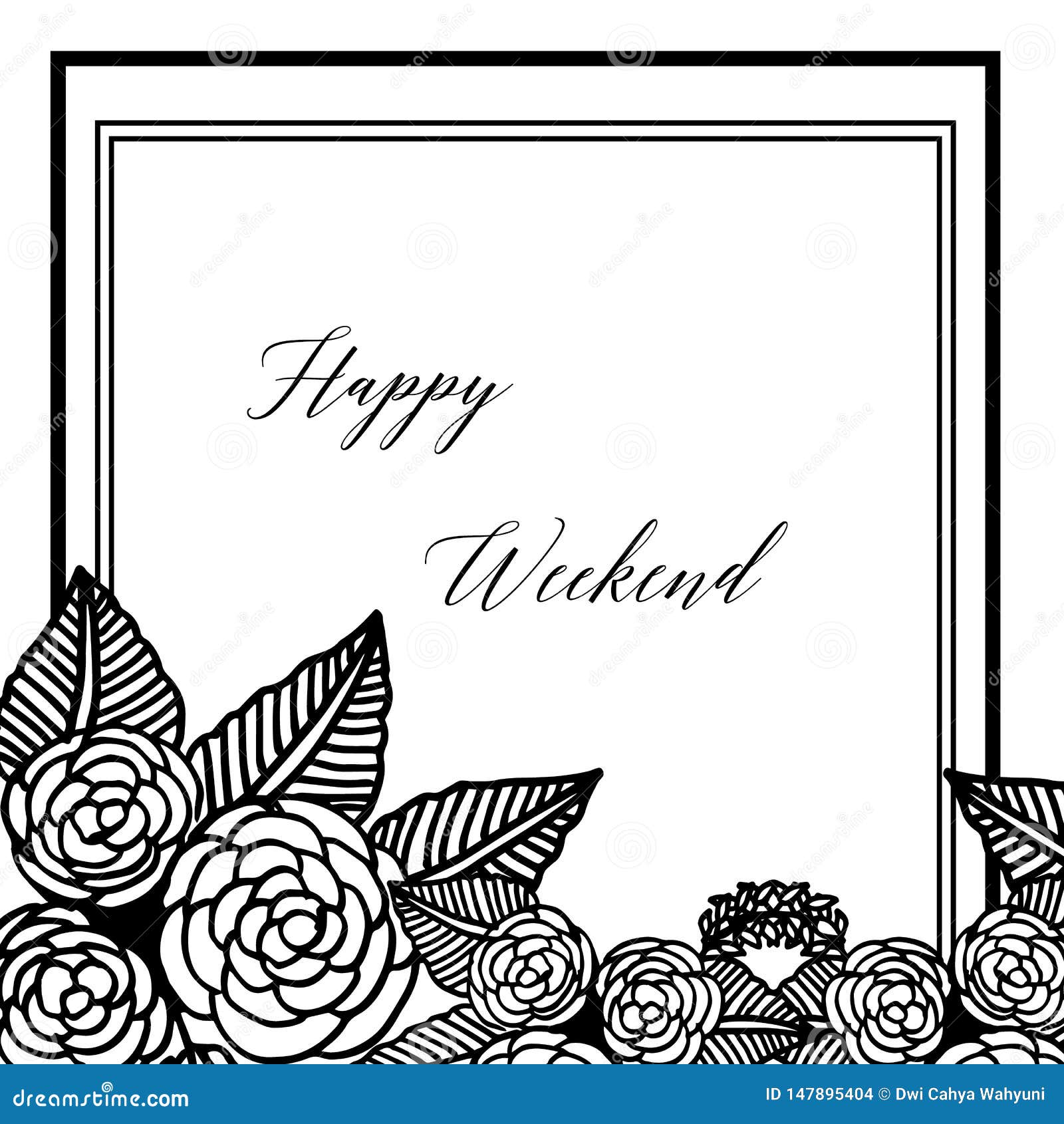 Vector Illustration Writing Happy Weekend for Various Drawing Flower ...