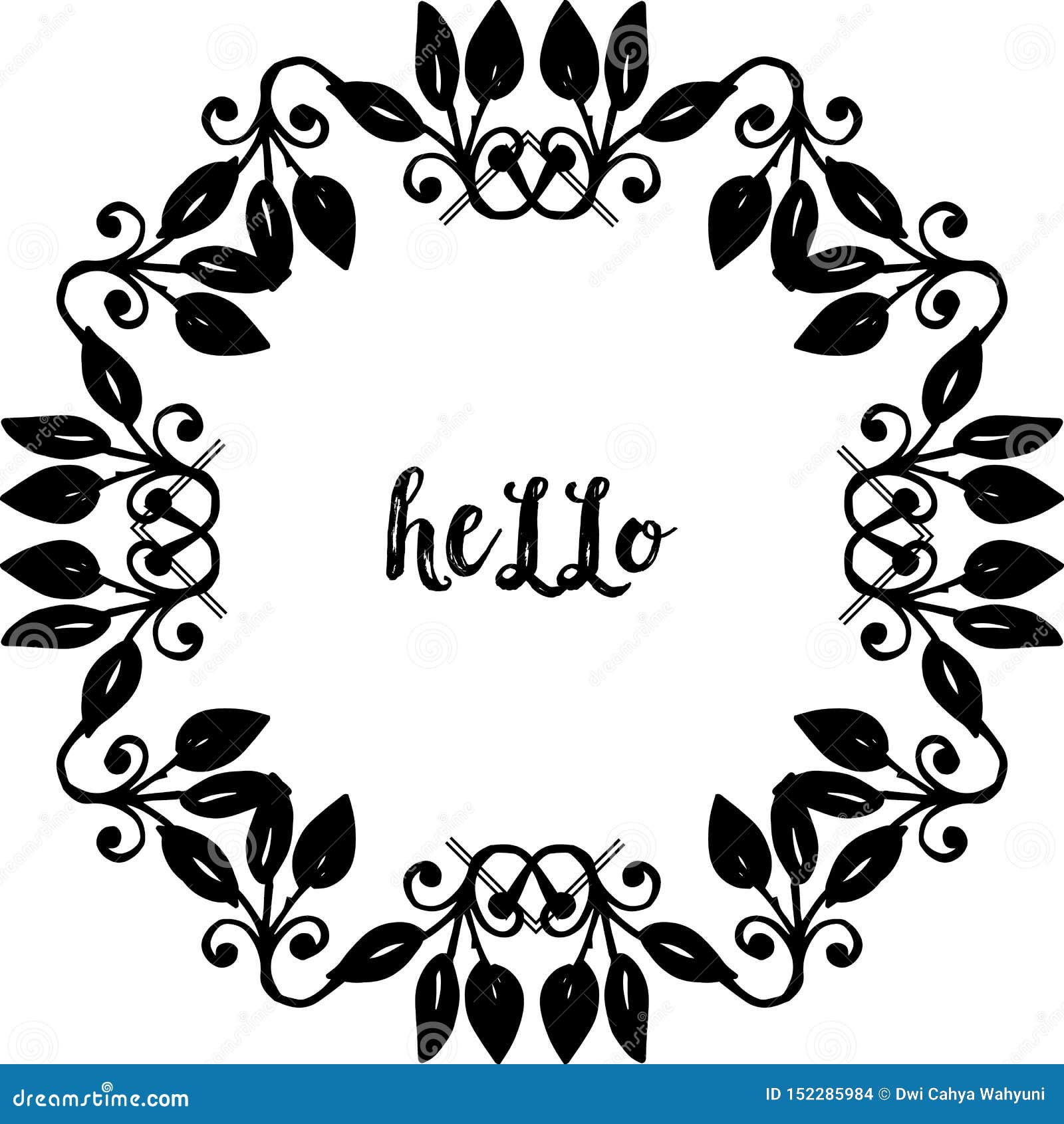 Vector Illustration Writing Hello with Art Modern of Flower Frame Stock ...