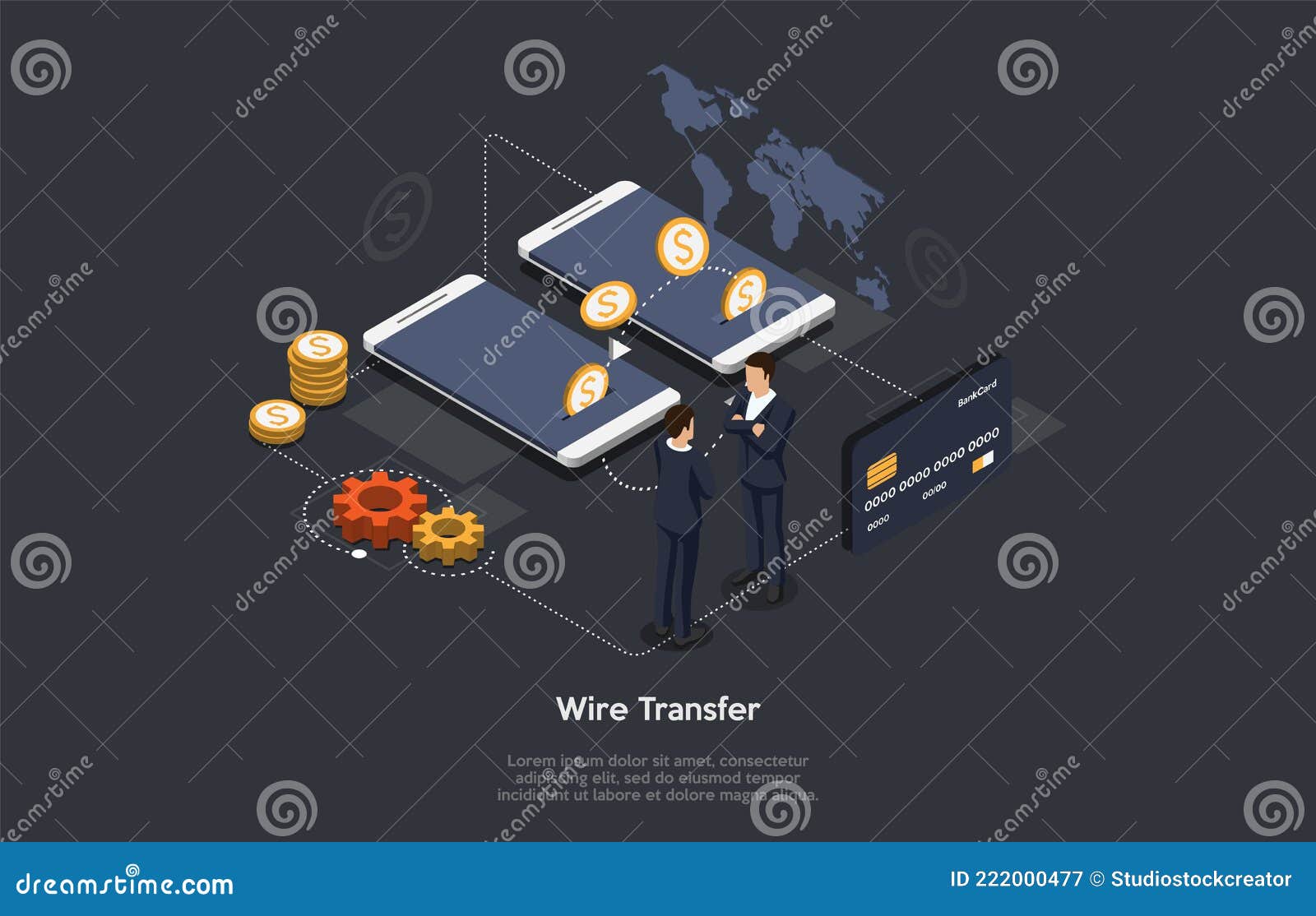 Vector Illustration with Writing. Isometric Composition. Cartoon 3D ...