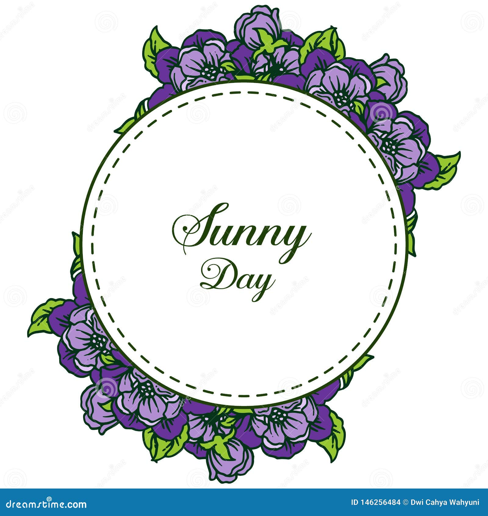 Vector Illustration Writing Sunny Day with Various Floral Frame Stock ...