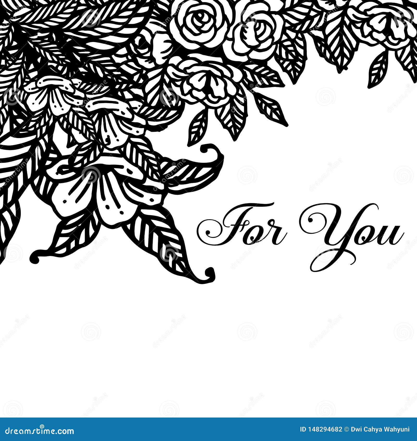 Vector Illustration Writing Text for You with Design Drawing Flower ...