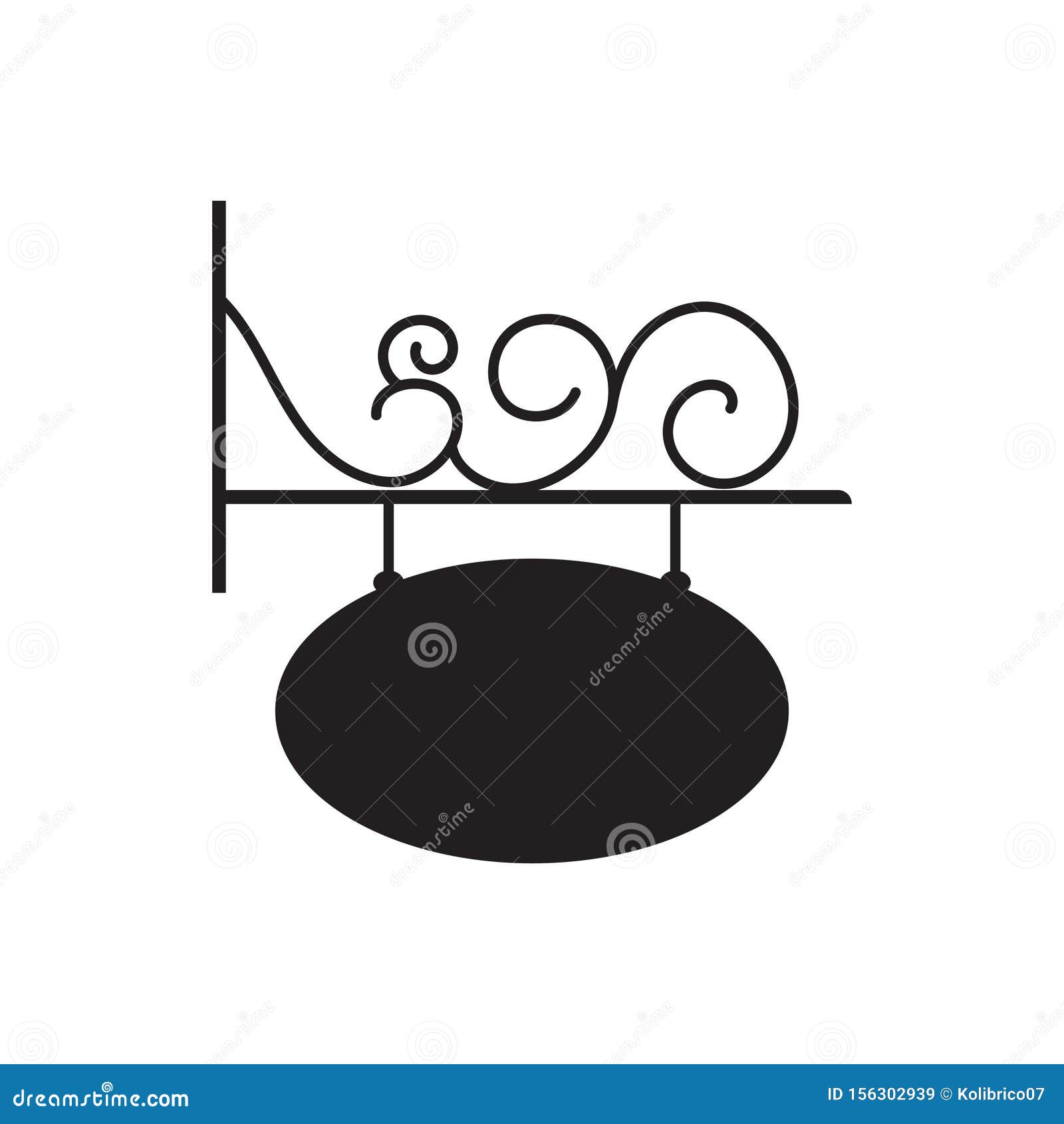 Vector wrought iron sign. stock vector. Illustration of label - 156302939