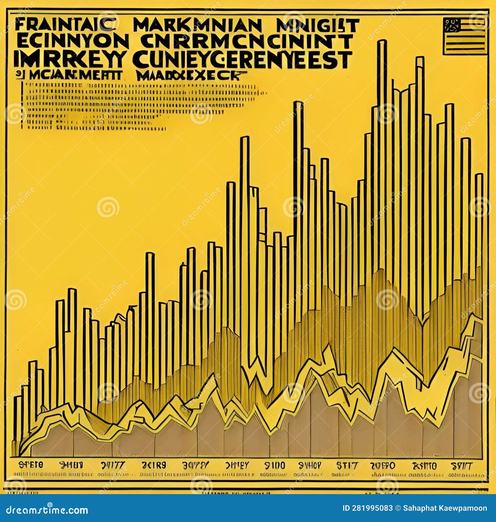 Image Of Graph With Multiple Changing Numbers Over Empty Office In ...