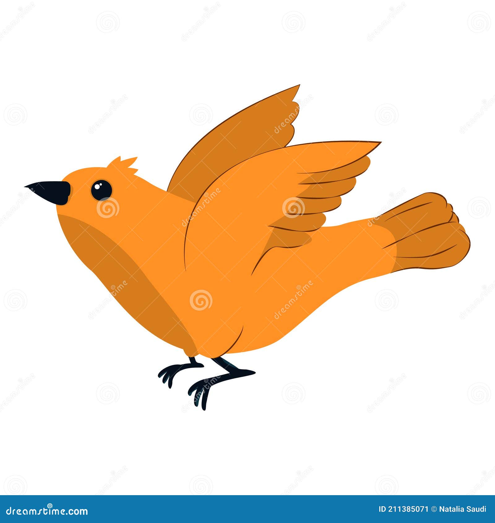 Vector Illustration of a Yellow Bird in a Cartoon Style. Stock ...