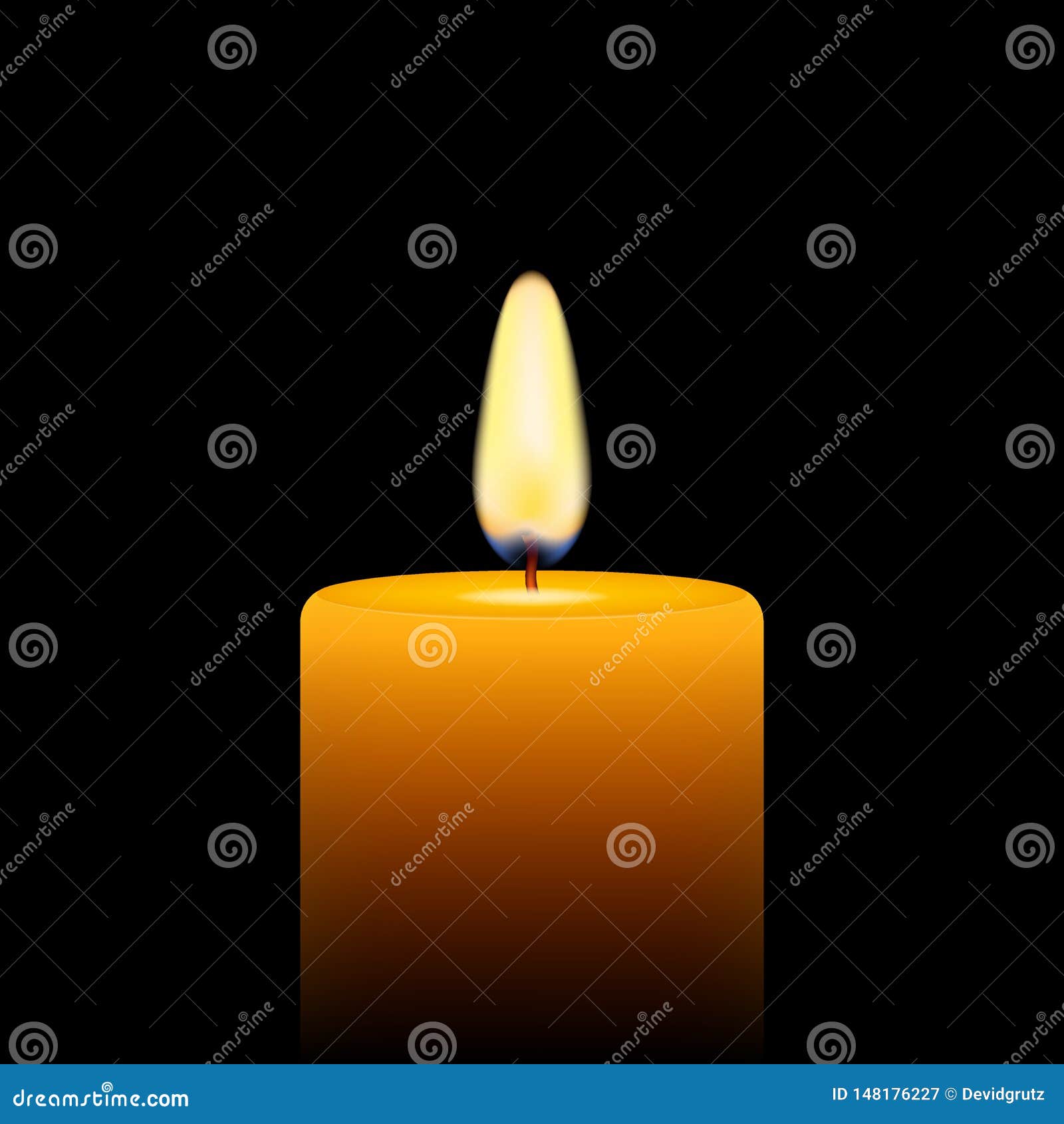 Vector Stock Illustration of Yellow Candle on Black Background Stock ...