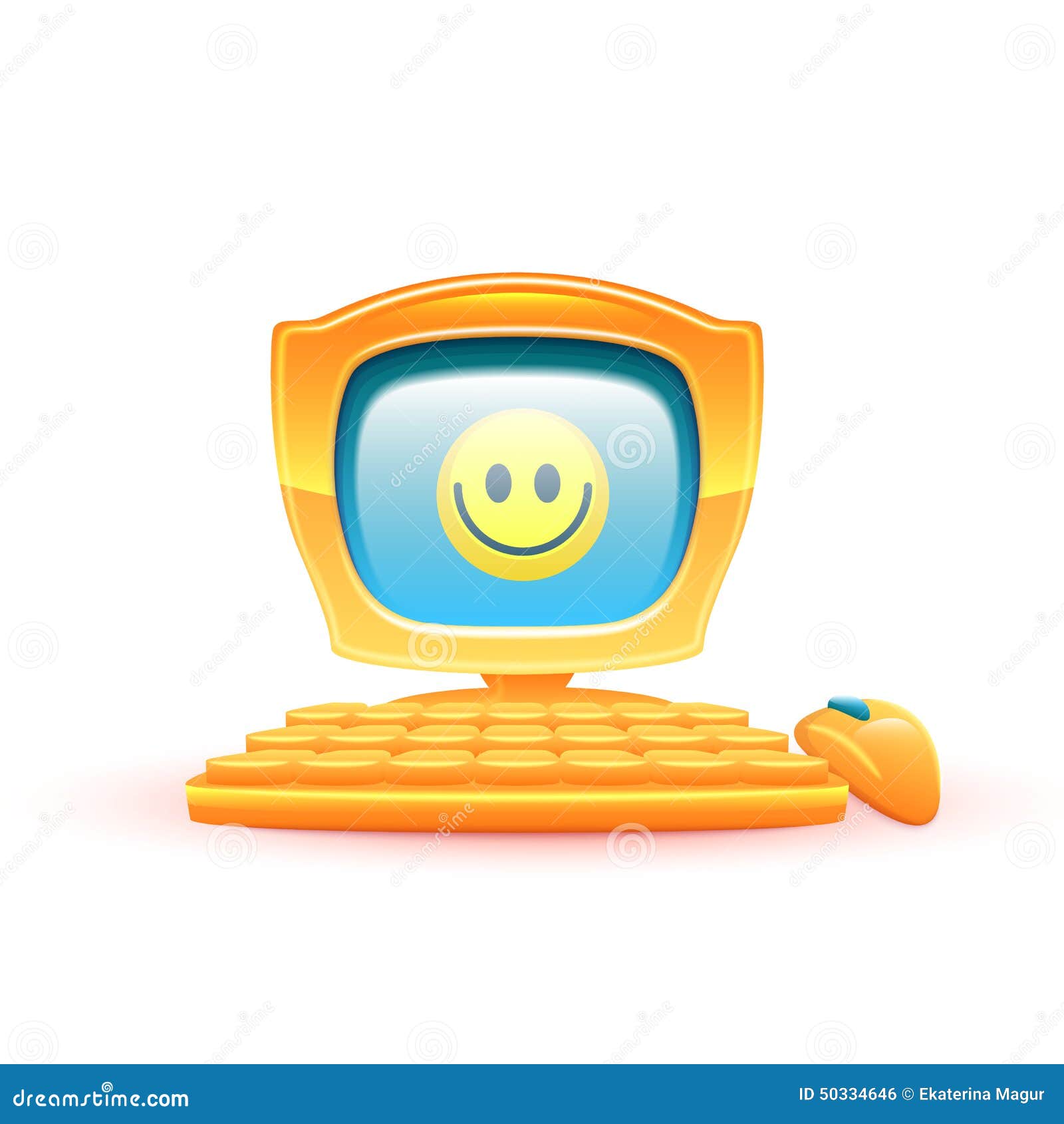 Vector Illustration of Yellow Computer with Smile Stock Illustration ...