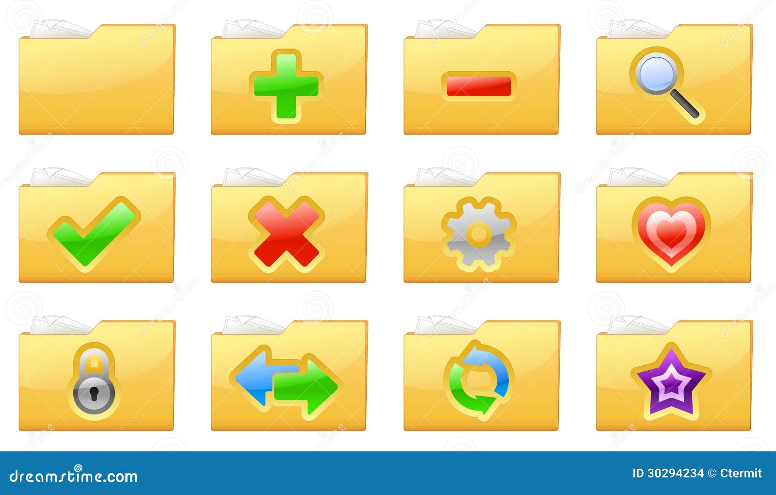 Yellow Folder Management and Administration Icons Stock Vector ...