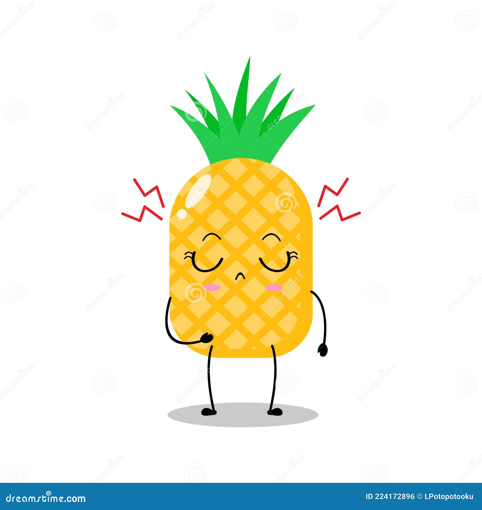 Vector Illustration of Yellow Pineapple Character with Cute Expression ...
