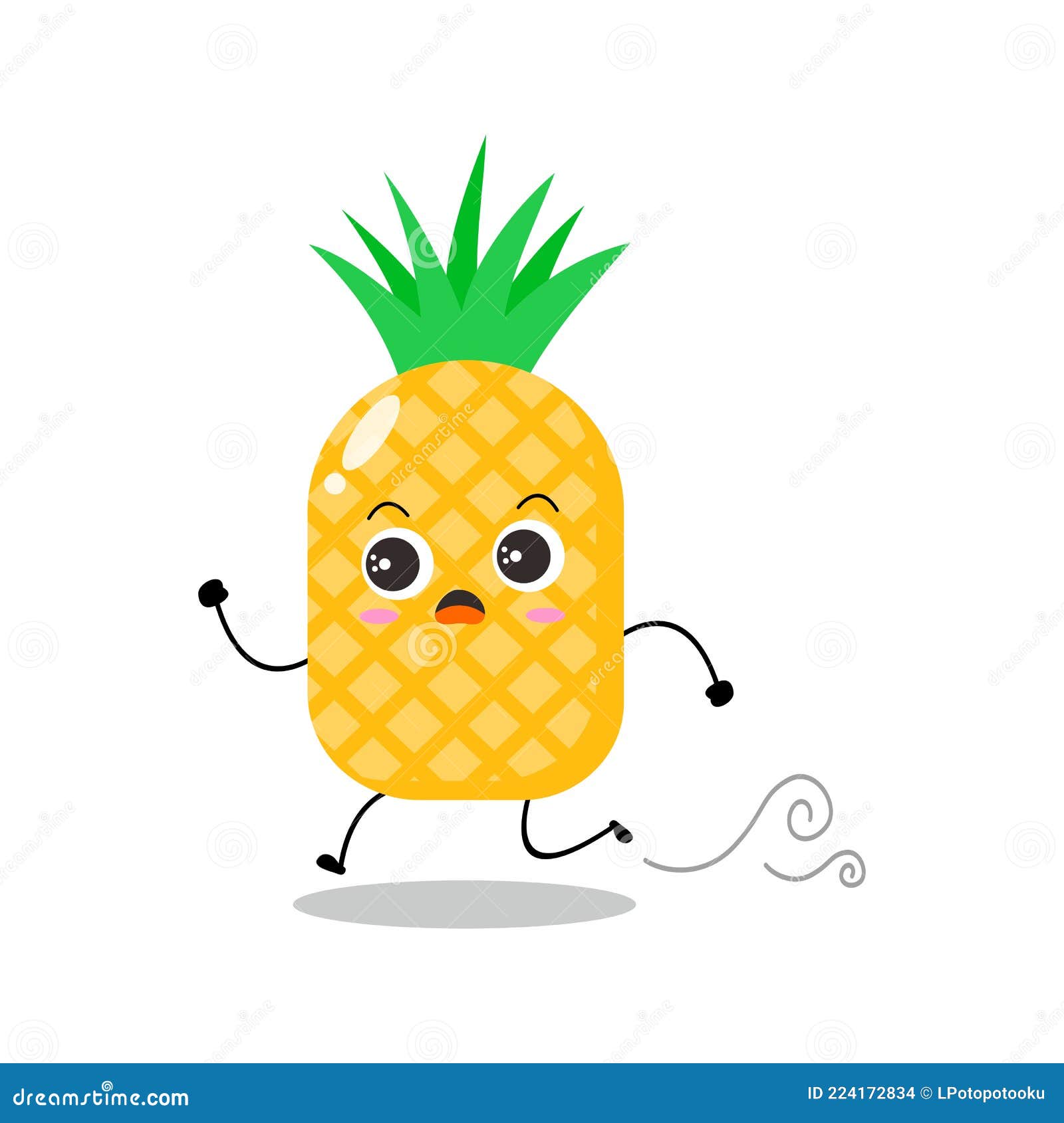 Vector Illustration of Yellow Pineapple Character with Cute Expression ...