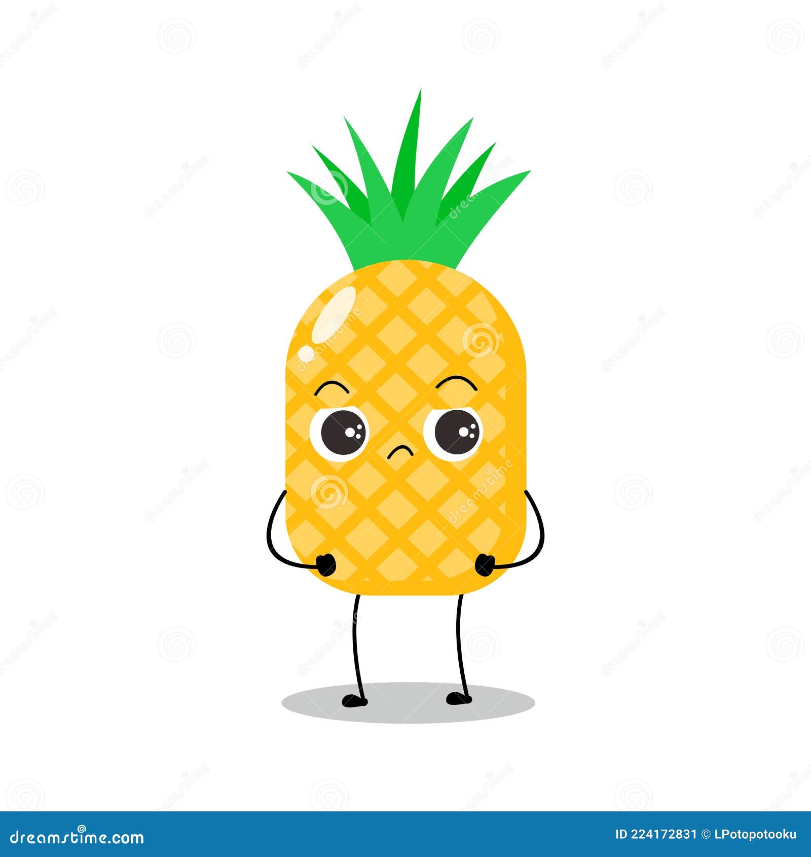 Vector Illustration of Yellow Pineapple Character with Cute Expression ...