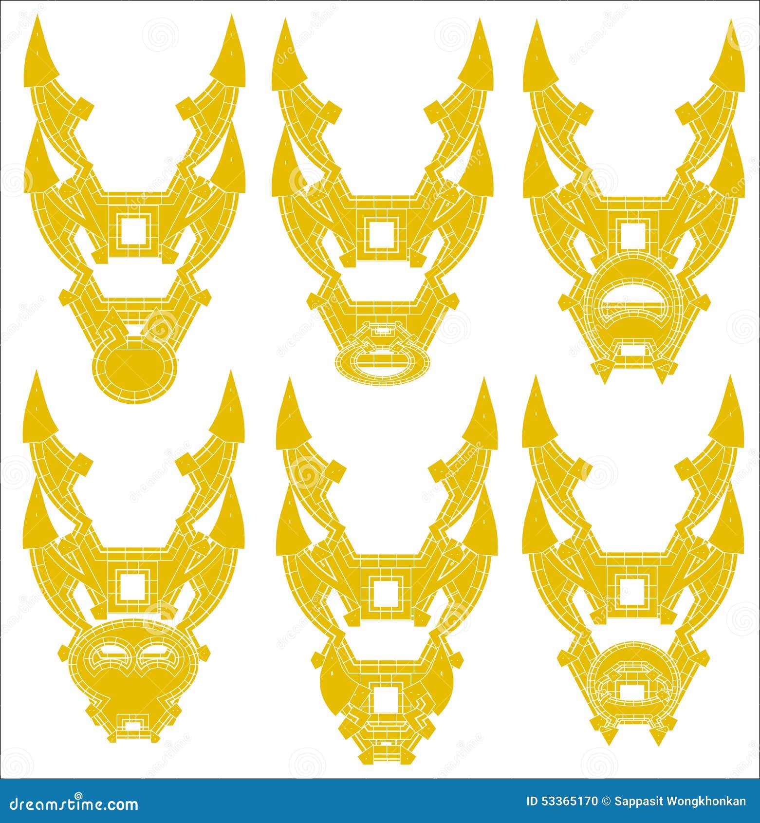 Vector Illustration Of A Yellow Samurai Mask | CartoonDealer.com #53365170