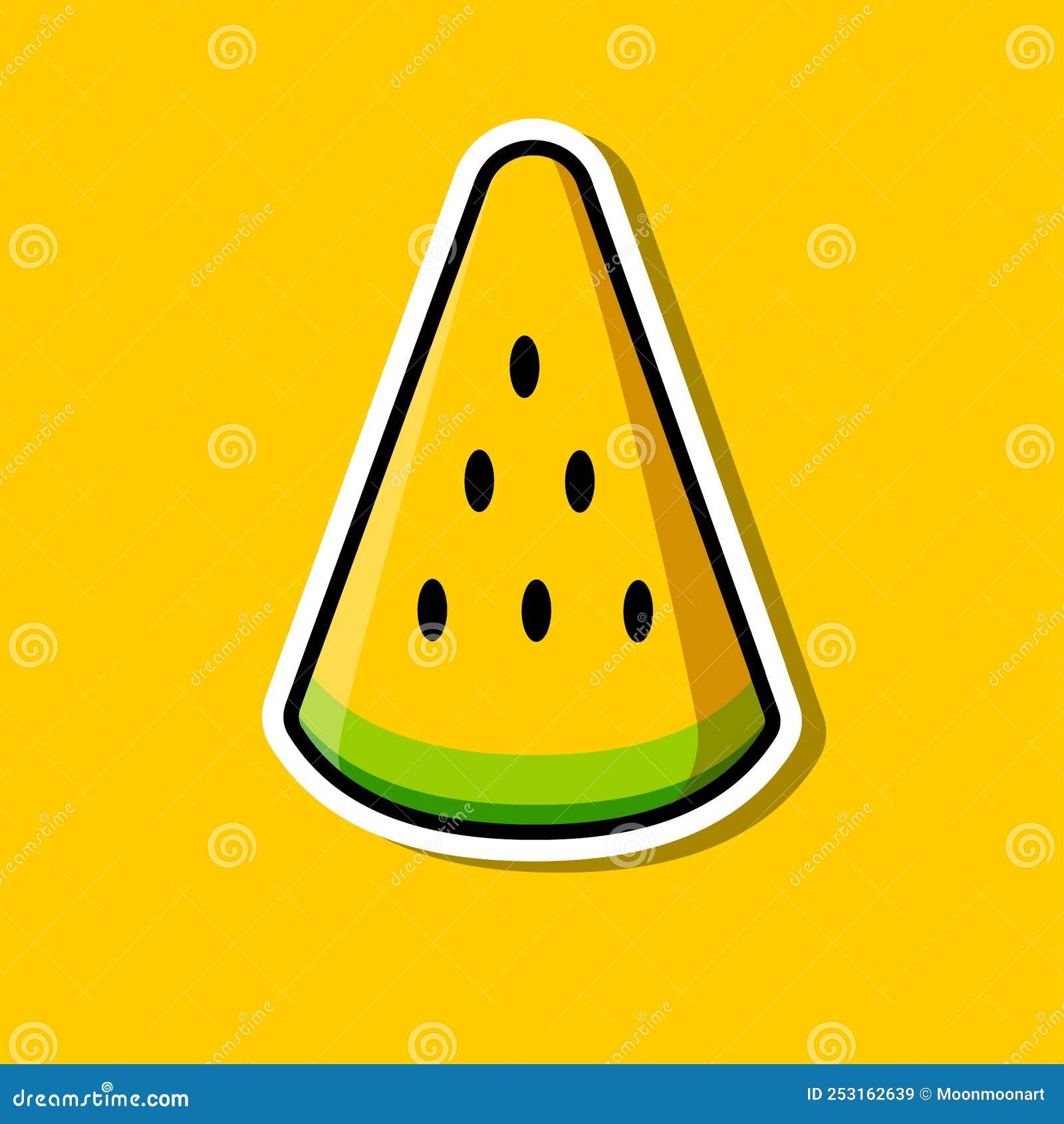 A Cute Cartoon Image of a Slice of Yellow Watermelon. Vector ...