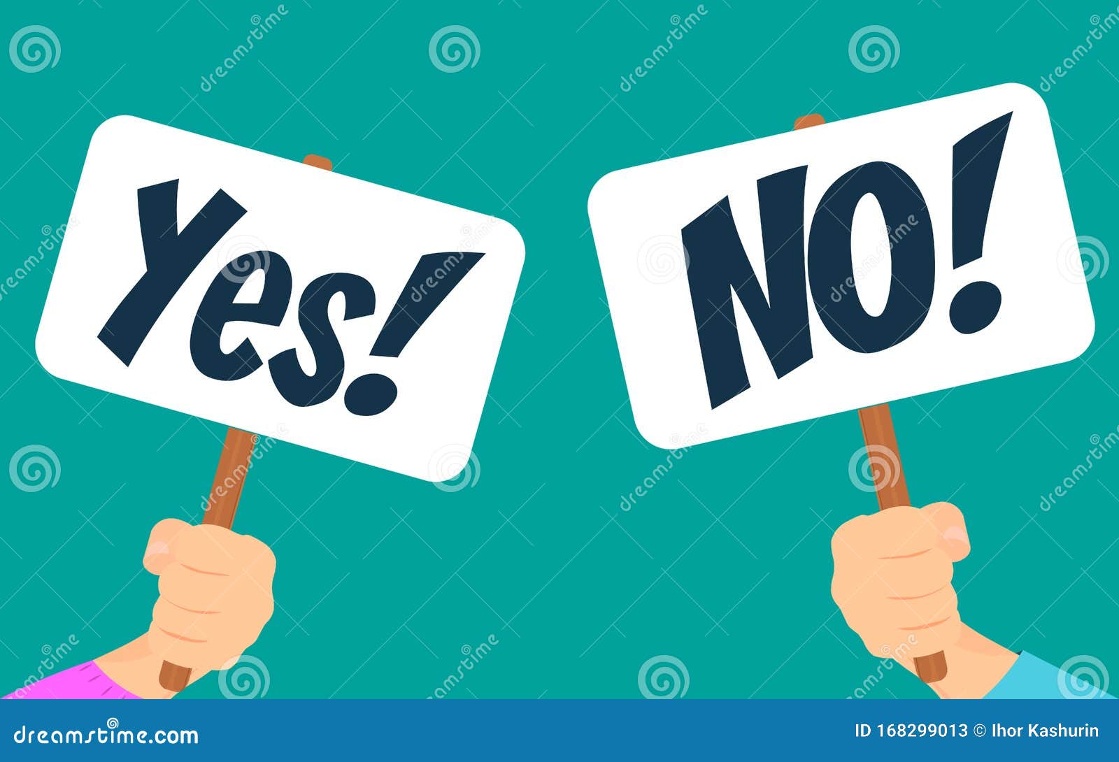 Vector Illustration of Yes No Banner in Human Hand Stock Illustration ...