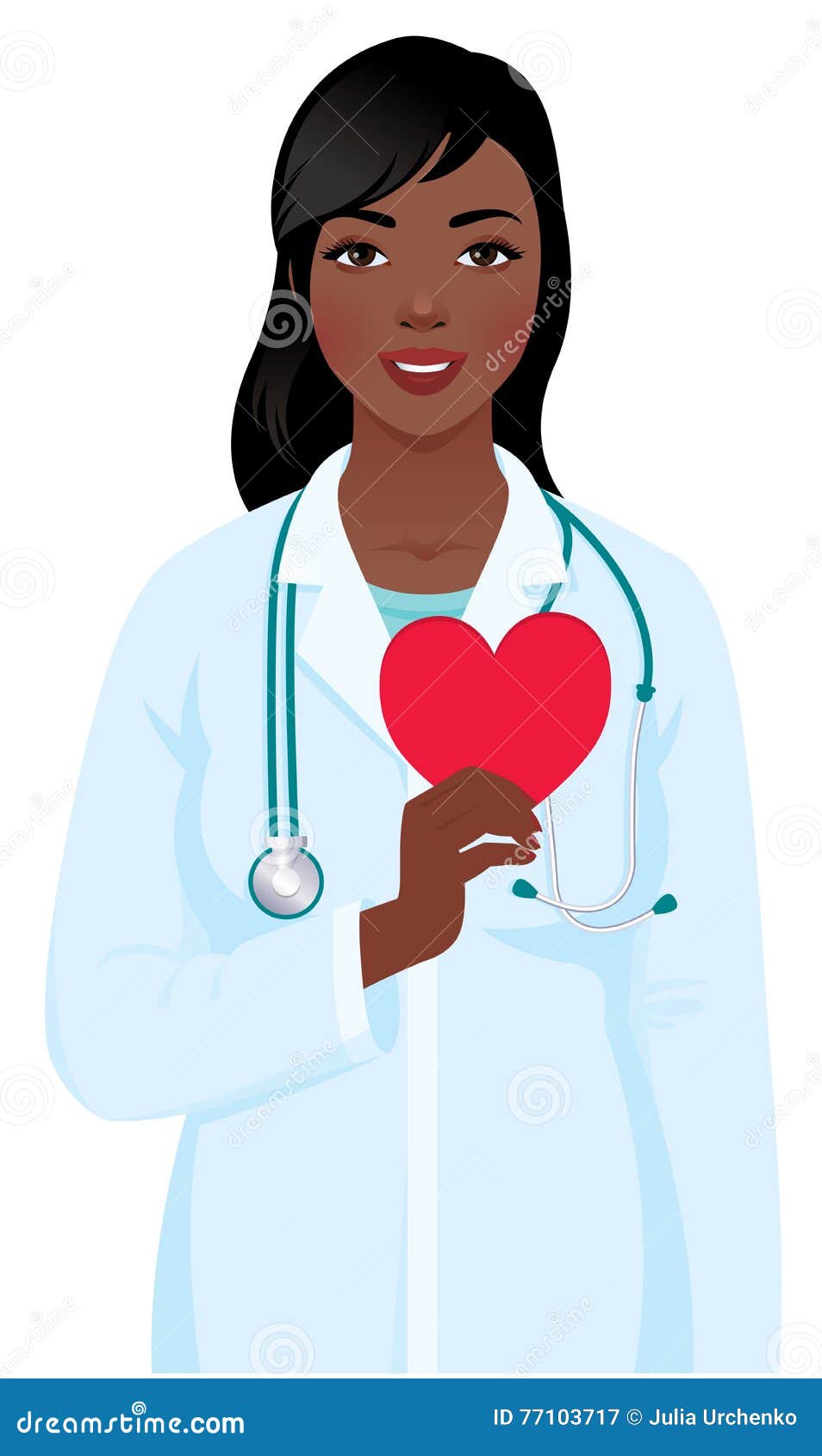 Vector Illustration Of A Young African American Woman Cardiologist