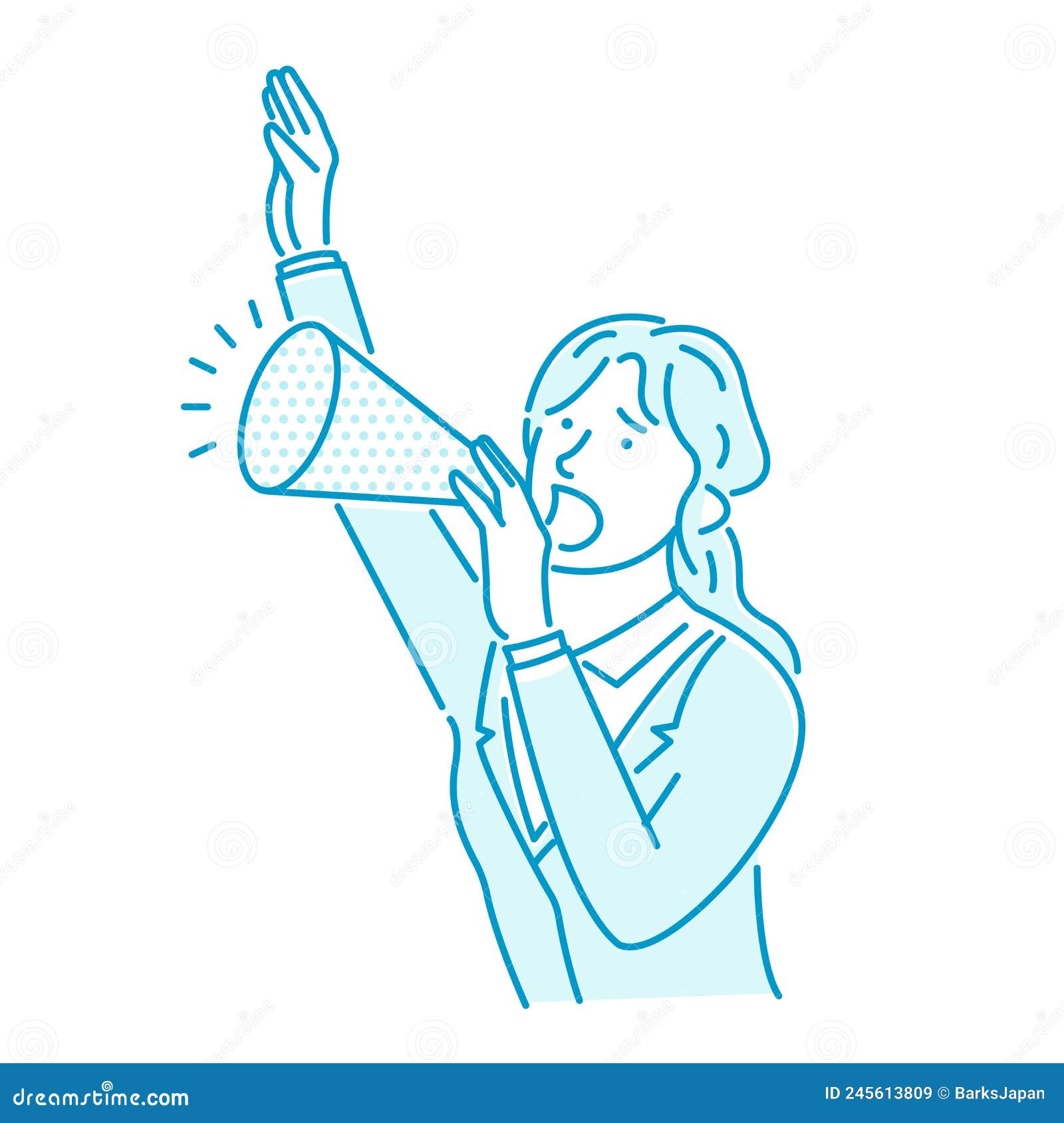 Vector Illustration of a Young Businesswoman Making a Loud Voice Using ...