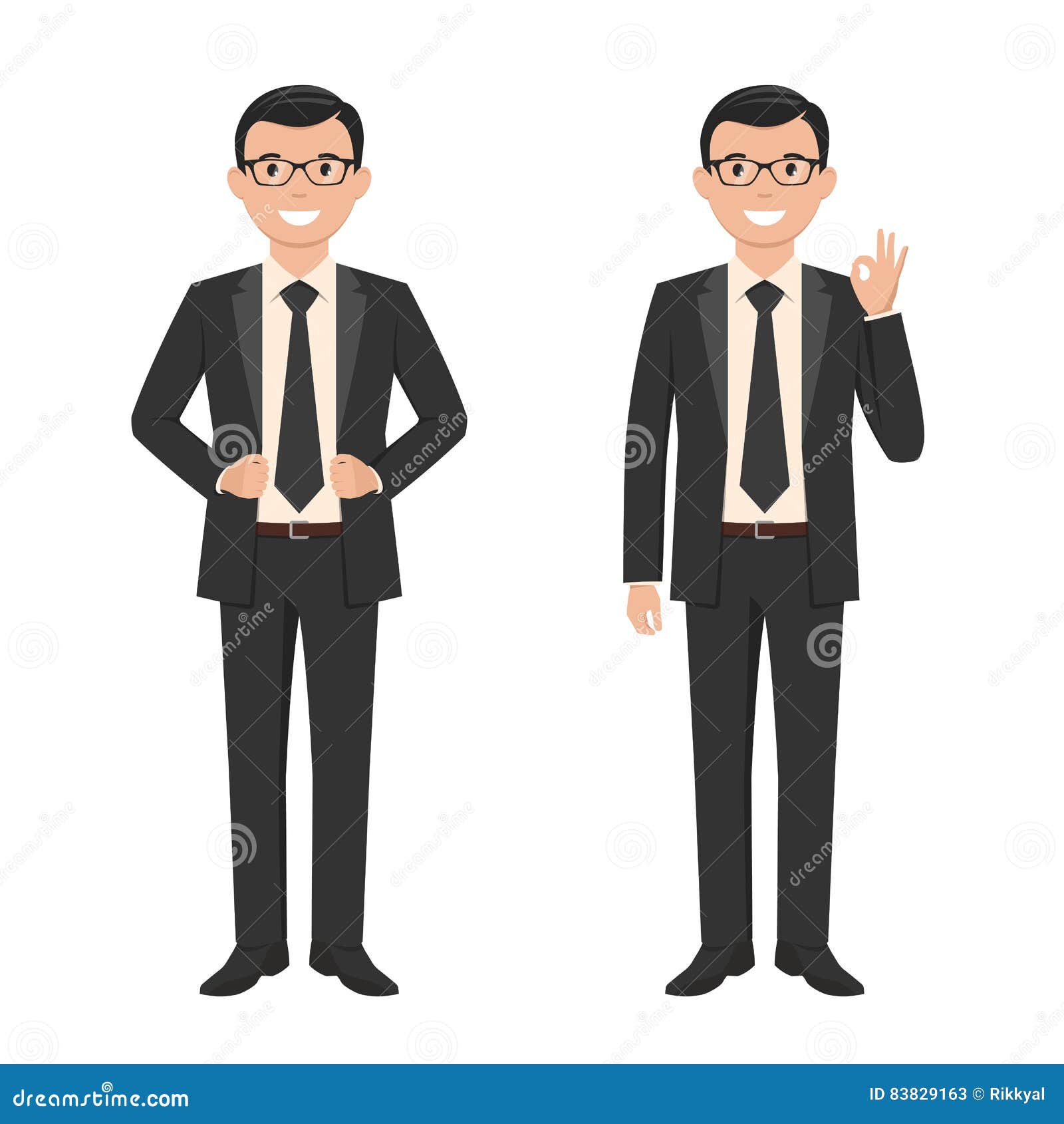 Vector Illustration Of A Young Cartoon Style Smiling Businessman Stock