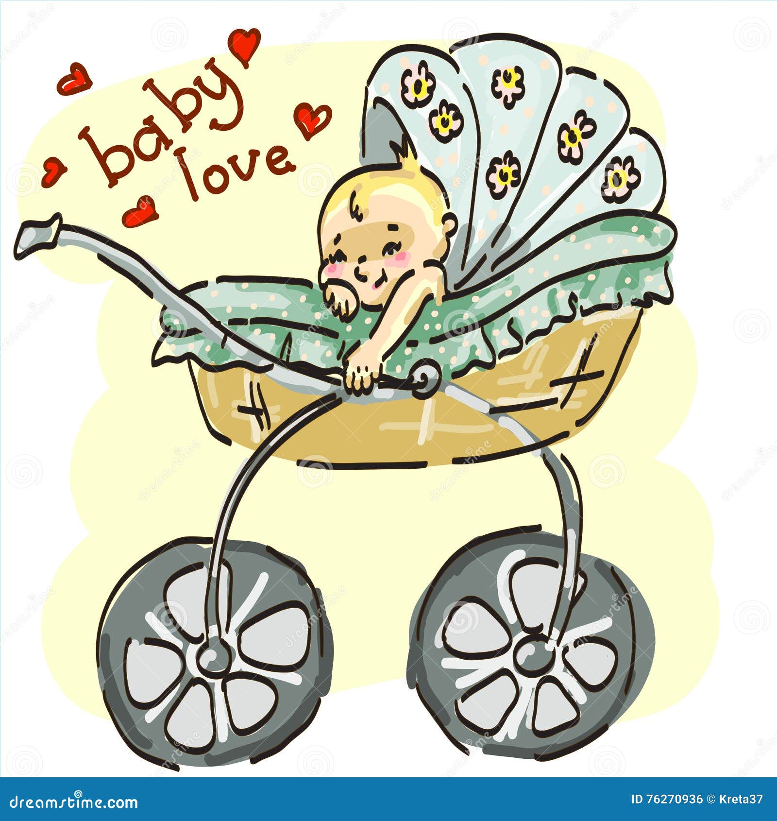Vector Illustration of a Young Child in Stroller. Stock Vector ...