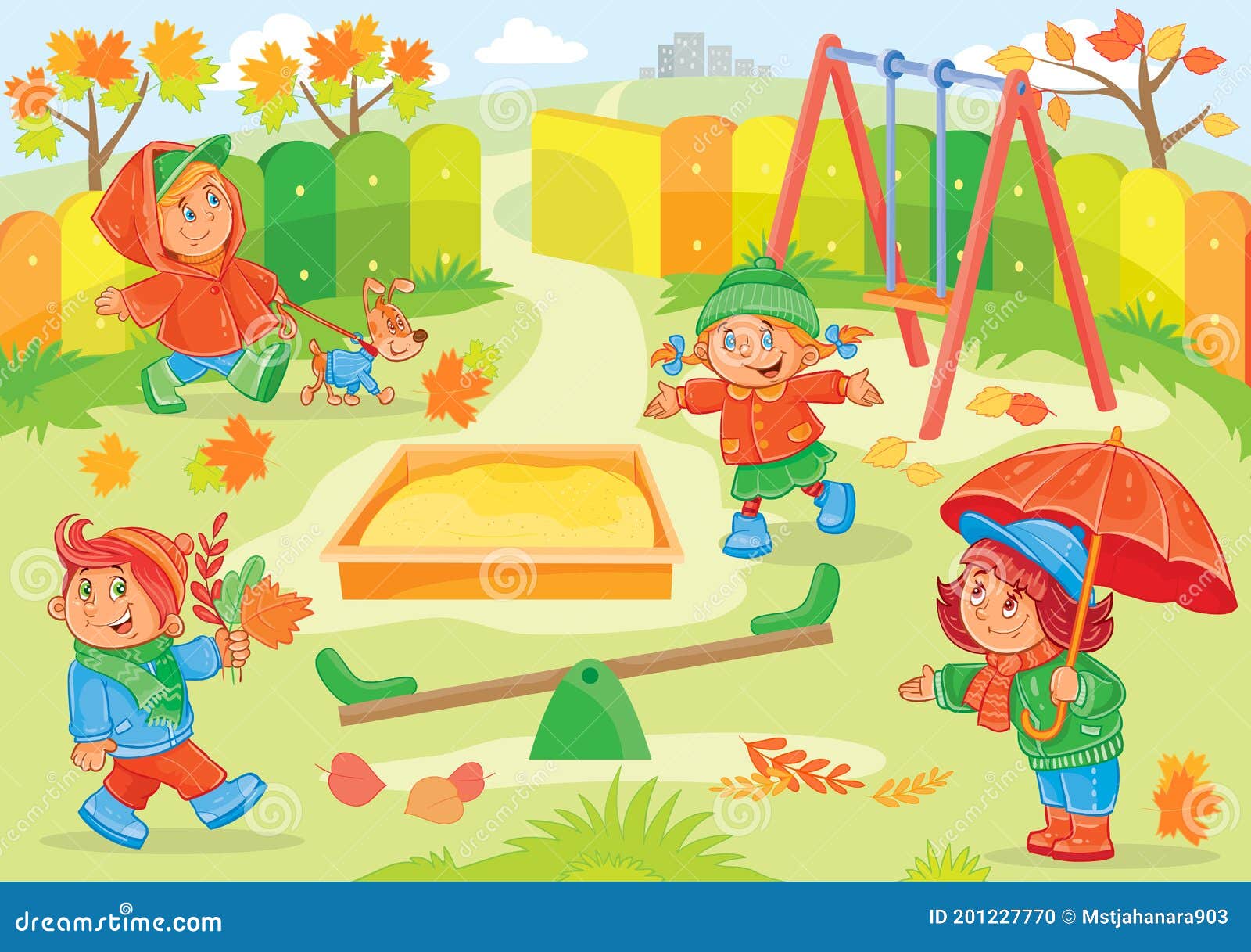 Vector Illustration of Young Children Playing Stock Vector ...