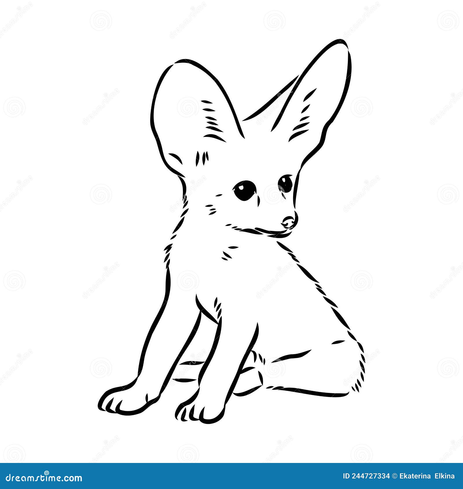 Funny Fenek, With Green Eyes, Hunts Vector Illustration | CartoonDealer ...