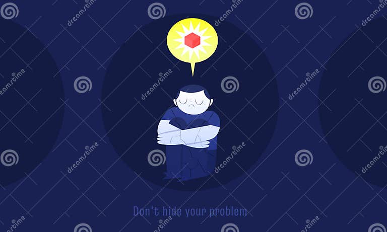 Young Man Tormented by Obsessive Thoughts Stock Vector - Illustration ...