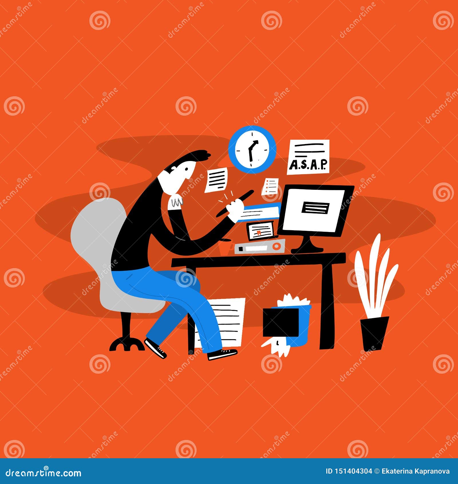 Procrastination Flat Style Illustration Vectoe Design Cartoon Vector | CartoonDealer.com #282921101