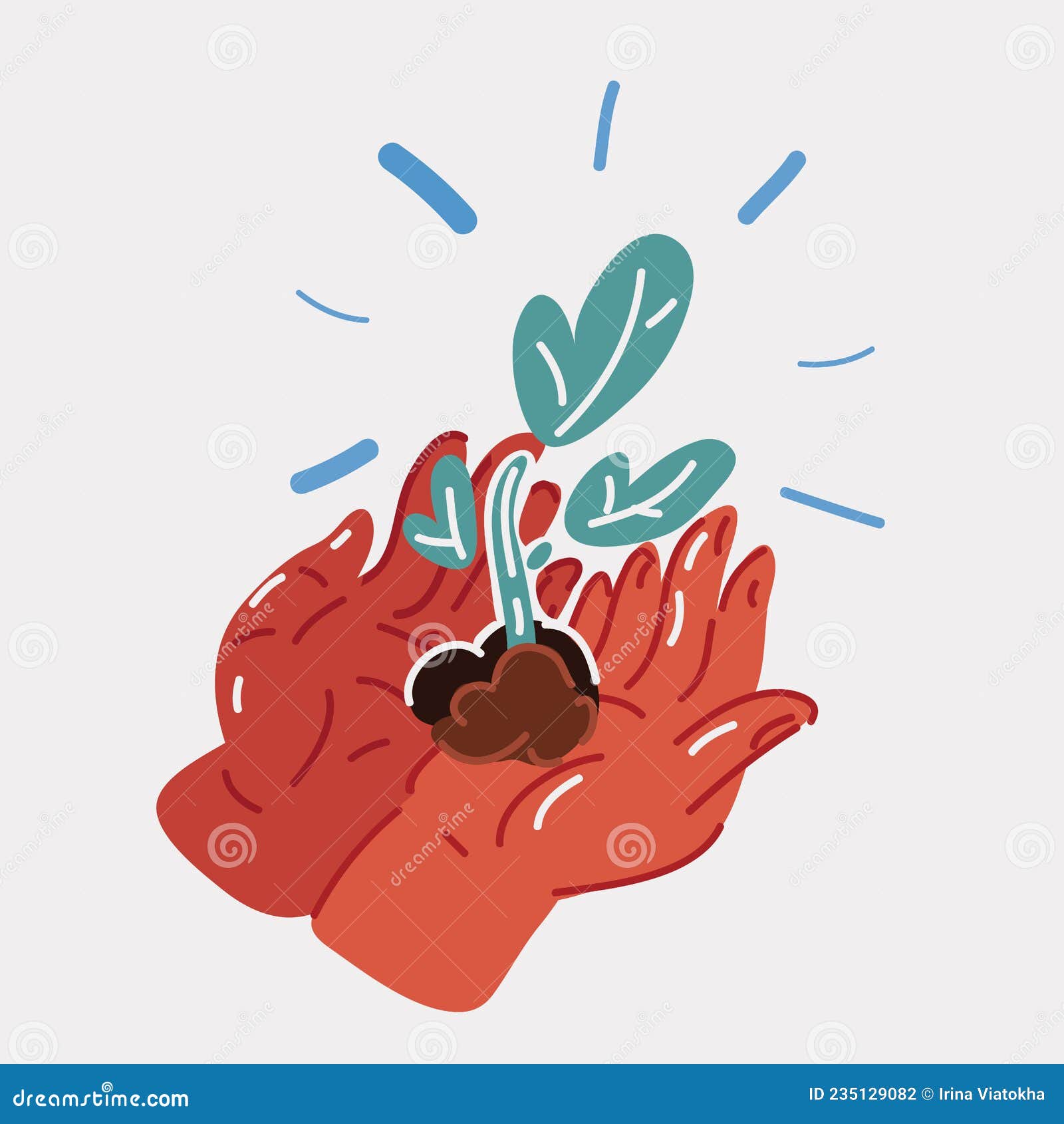 Vector Illustration of Young Seedling in Hands. Green Plant Stock ...