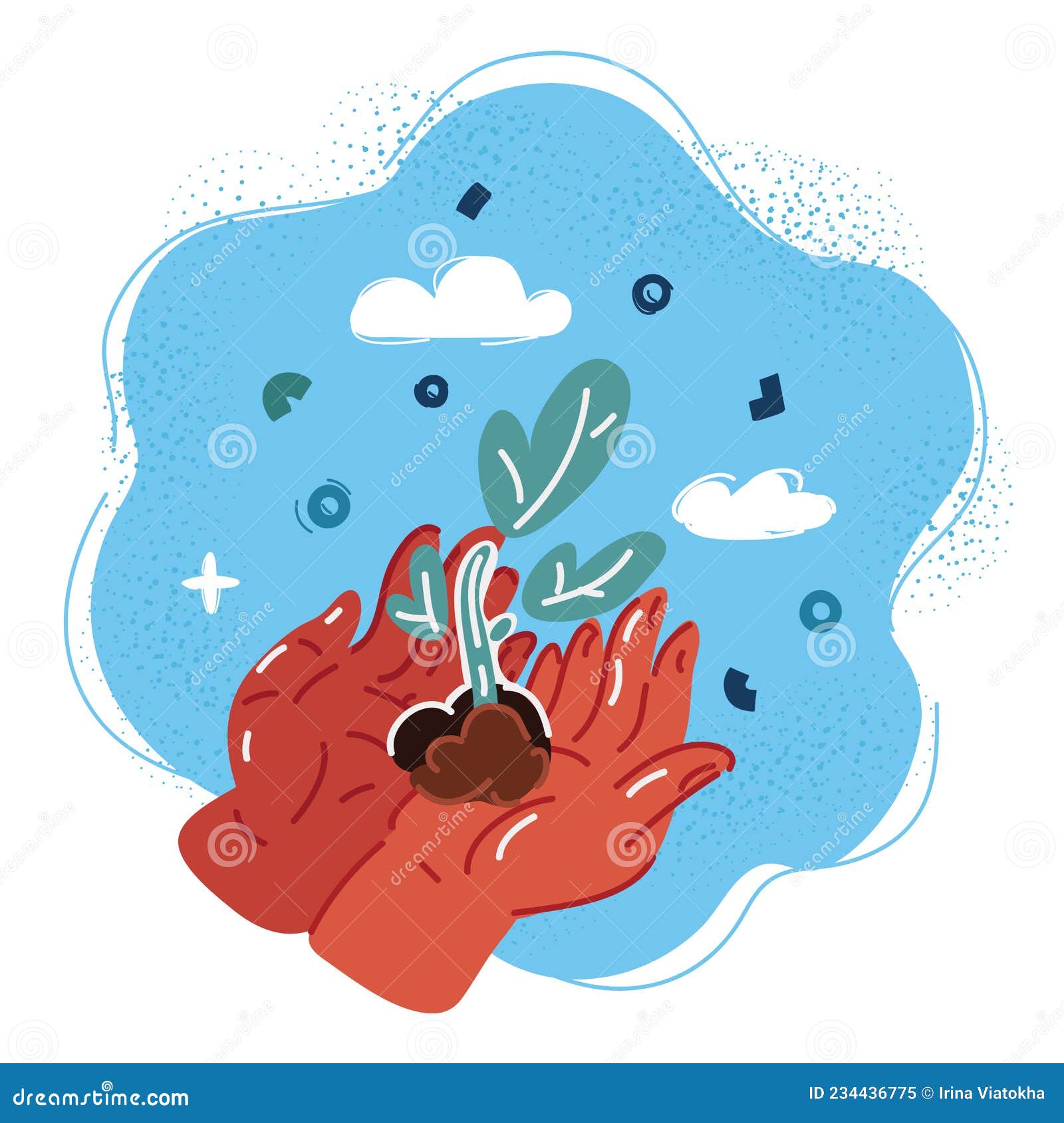 Vector Illustration of Young Tree in Hands. Environmental Protection ...