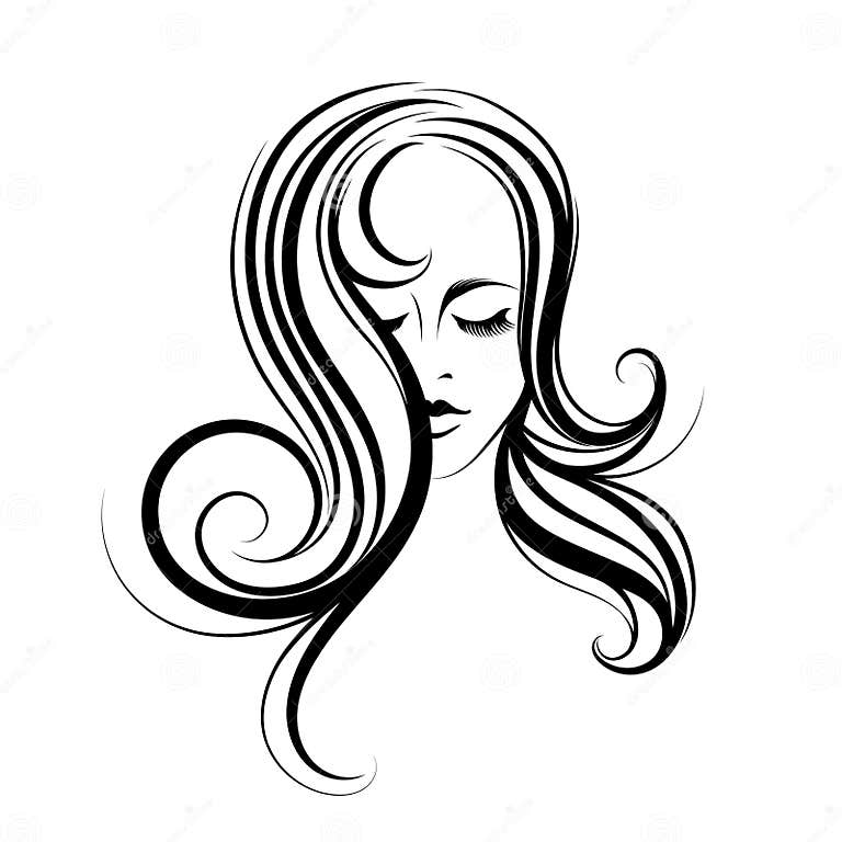 Beautiful Woman With Long Wavy Hair And Elegant Makeup Stock Vector