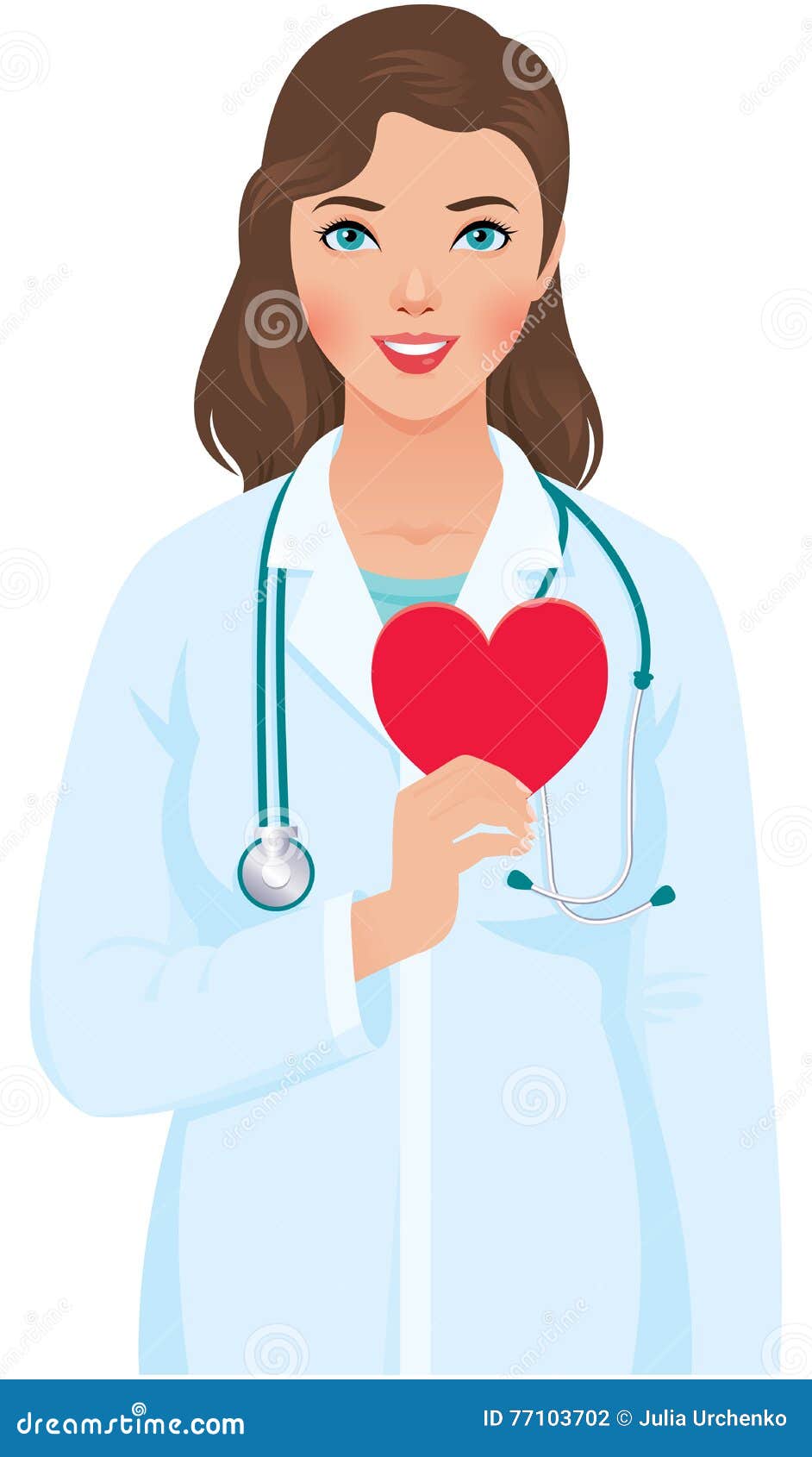 Vector Illustration Of A Young Woman Cardiologist Stock Vector