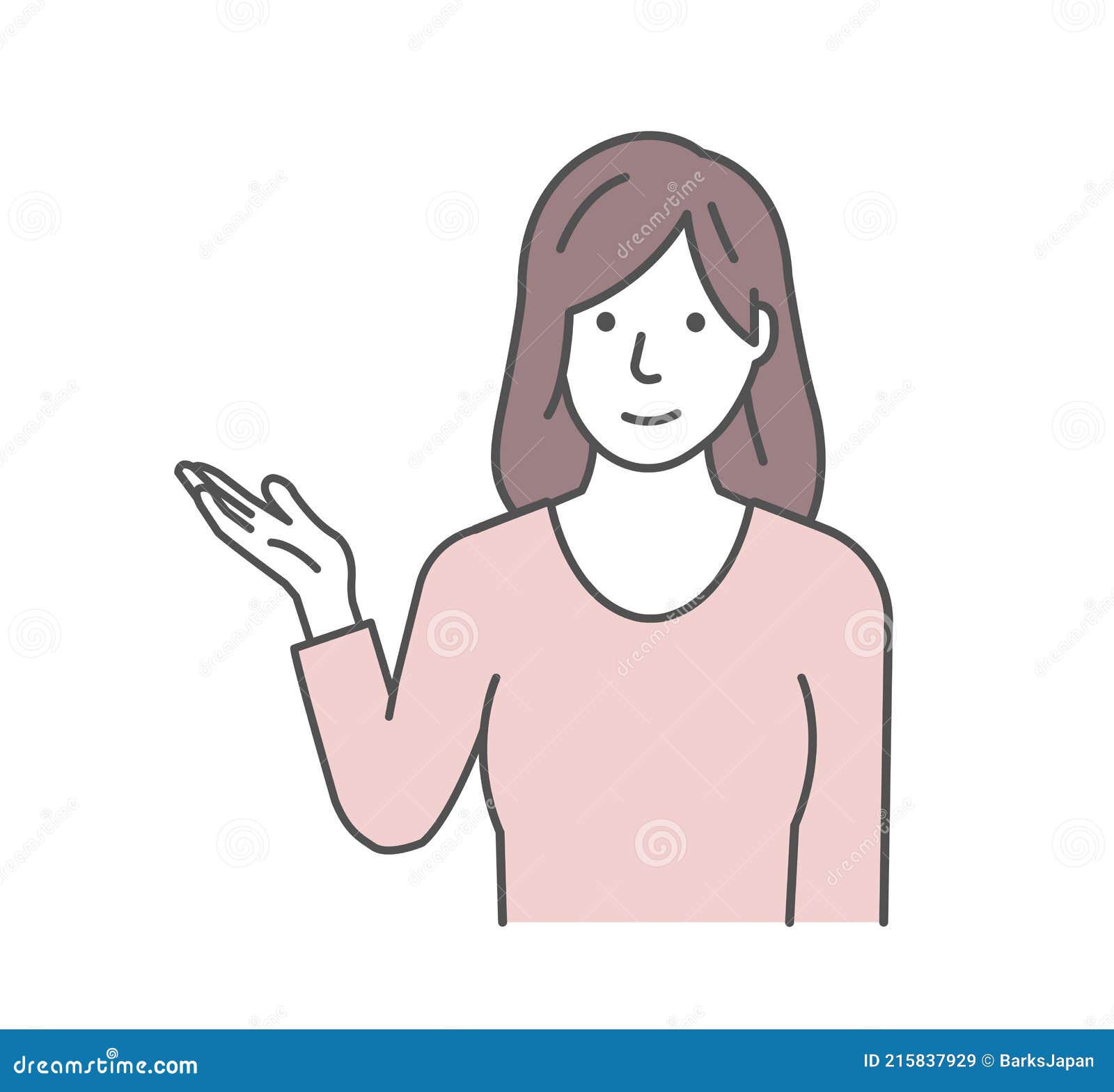 Vector Illustration of a Young Woman Introducing or Navigating Stock ...