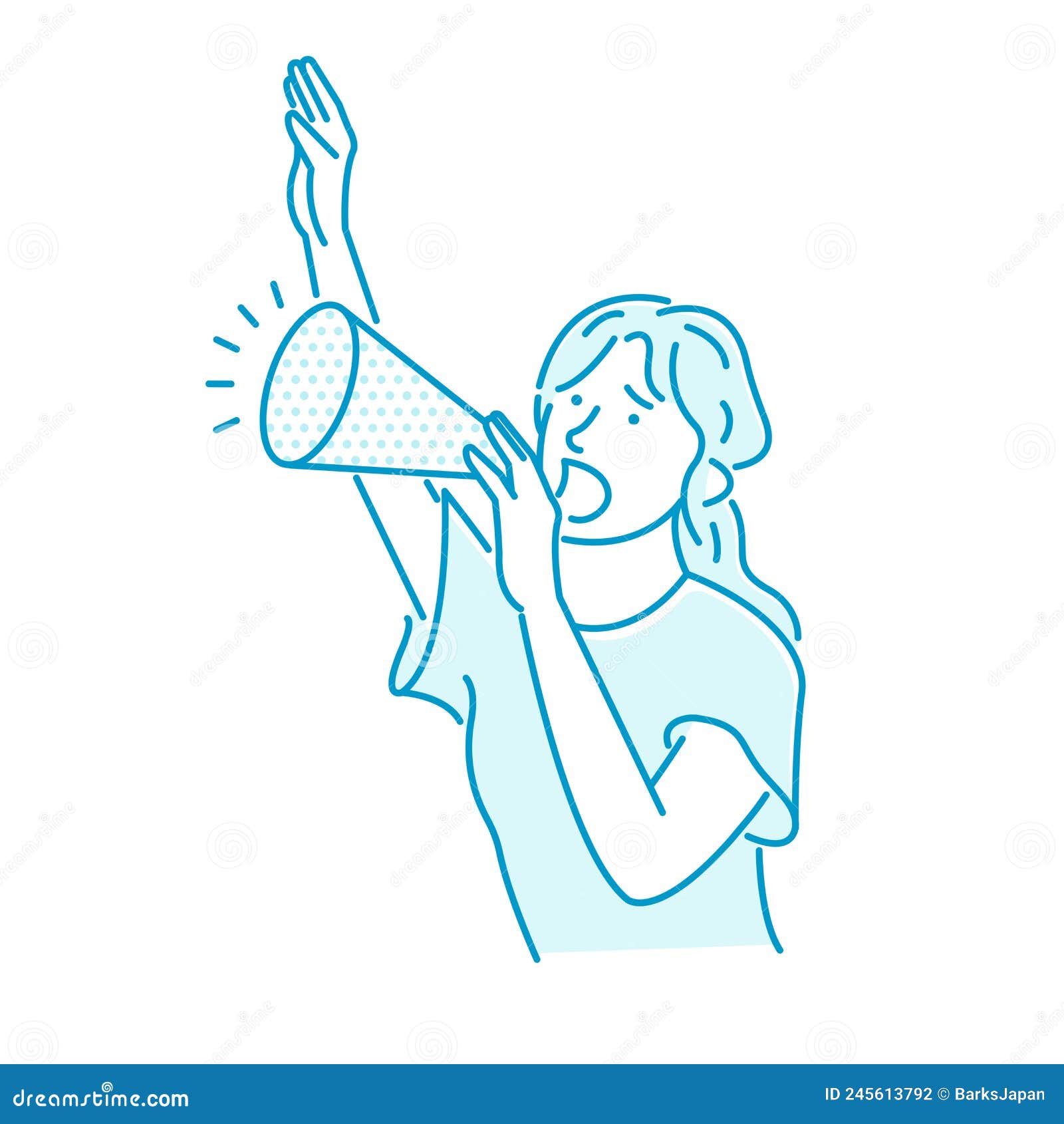 Vector Illustration of a Young Woman Making a Loud Voice Using a ...