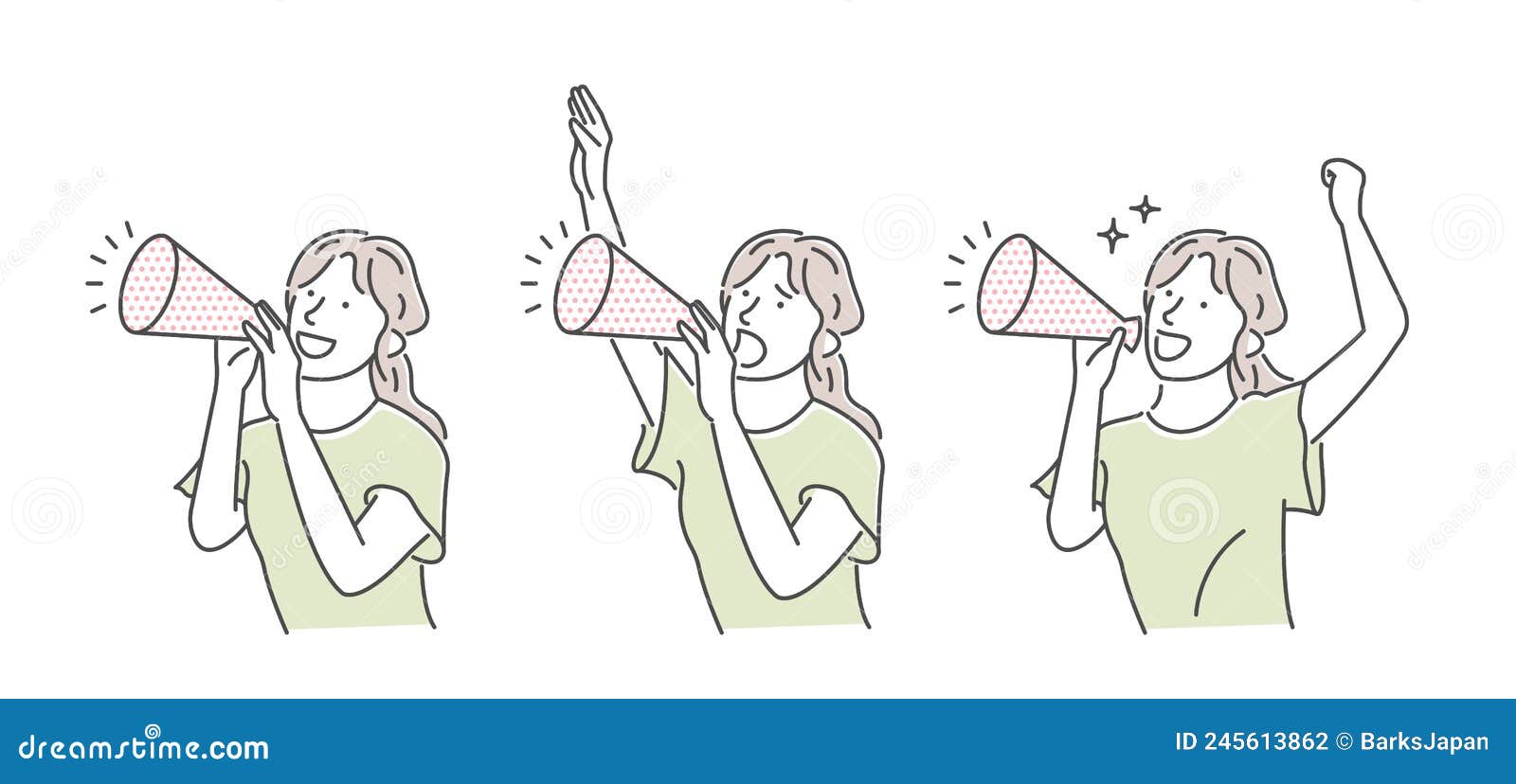Vector Illustration of a Young Woman Making a Loud Voice Using a ...