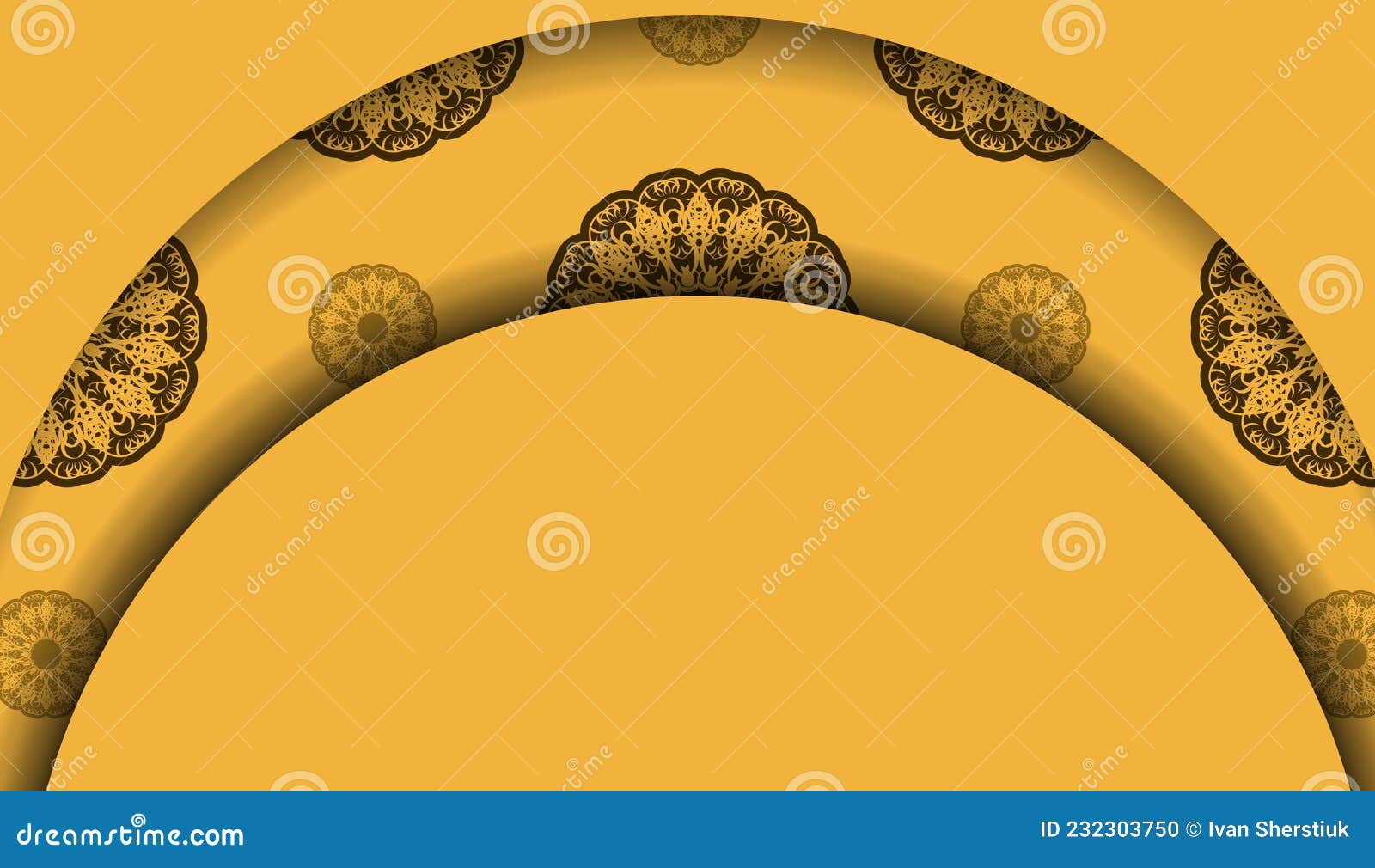 Background in Yellow Color with Greek Brown Pattern for Design Under ...