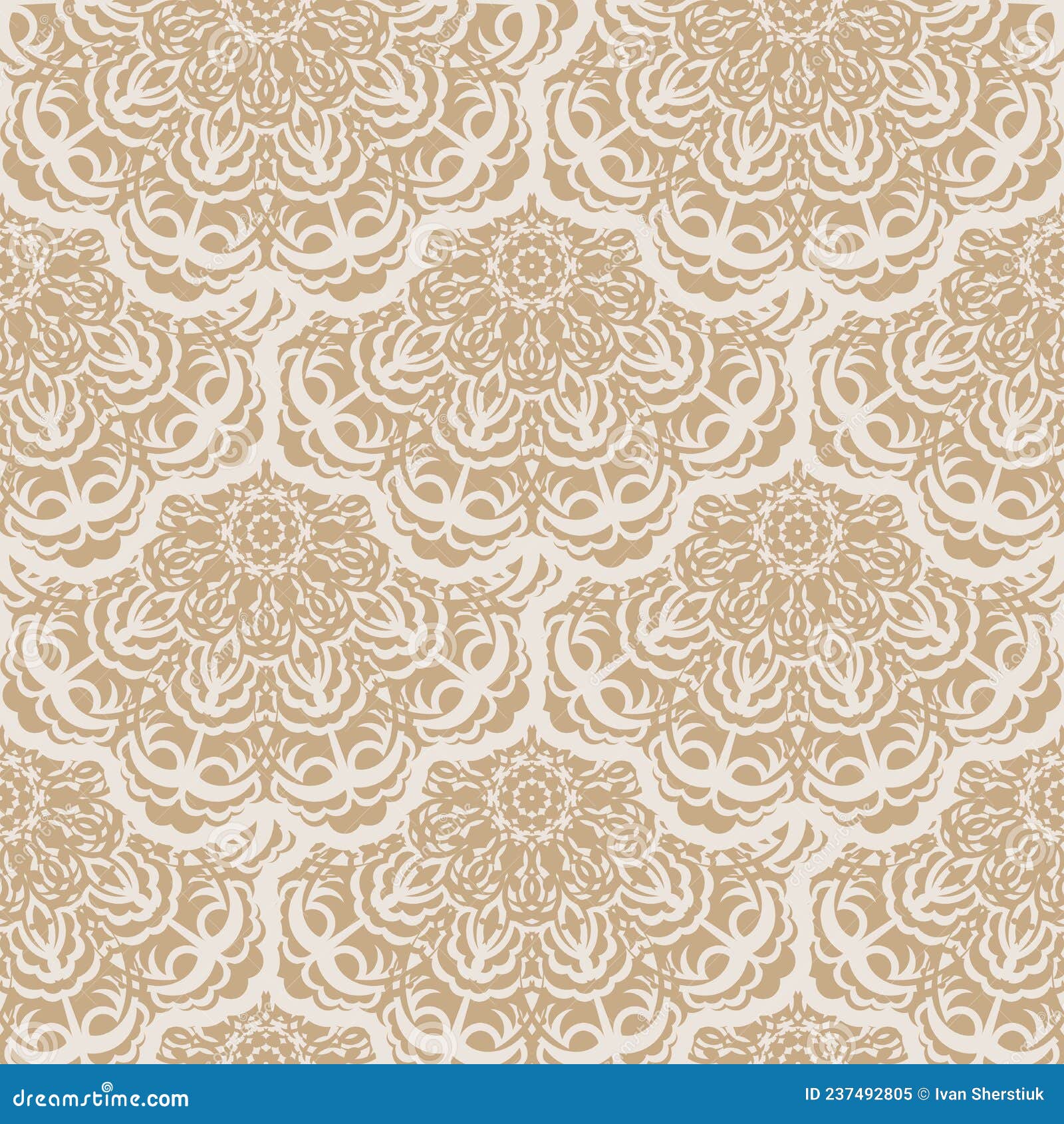 Beige Seamless Pattern with Decorative Ornaments. Good for Murals ...